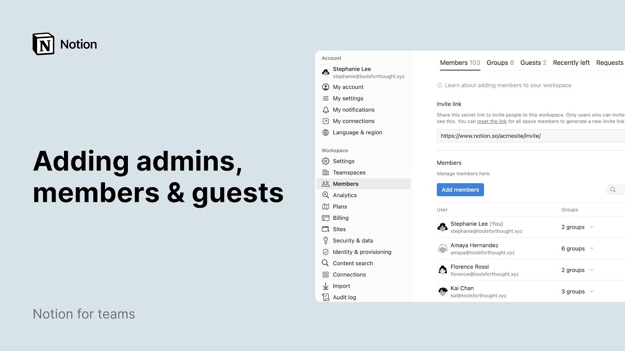 Manage members & guests – Notion Help Center