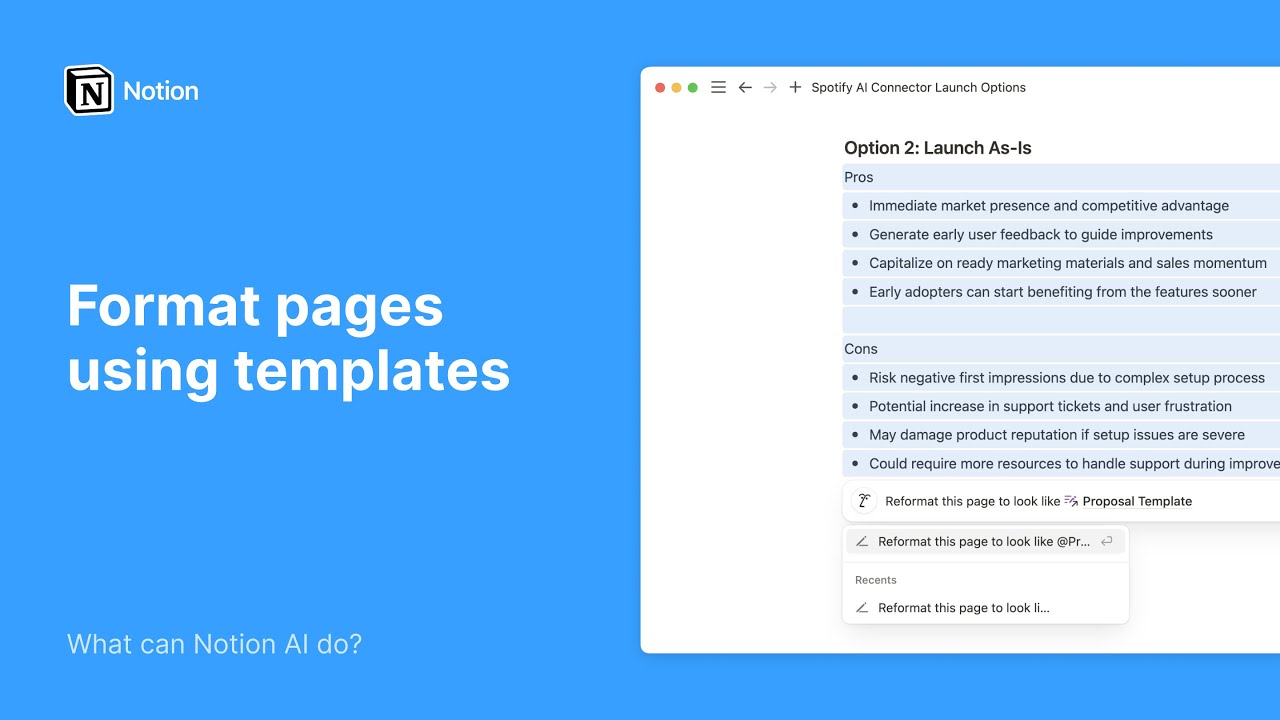 Format pages using templates