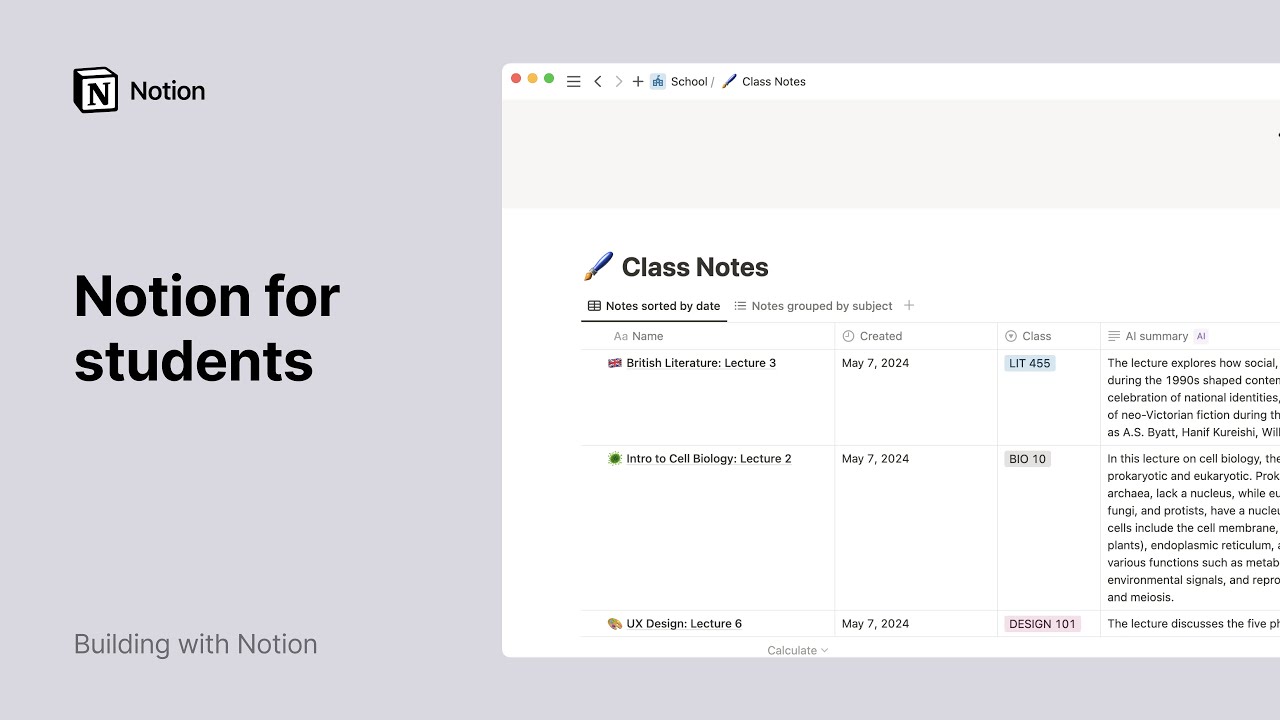 Setting up Notion for school