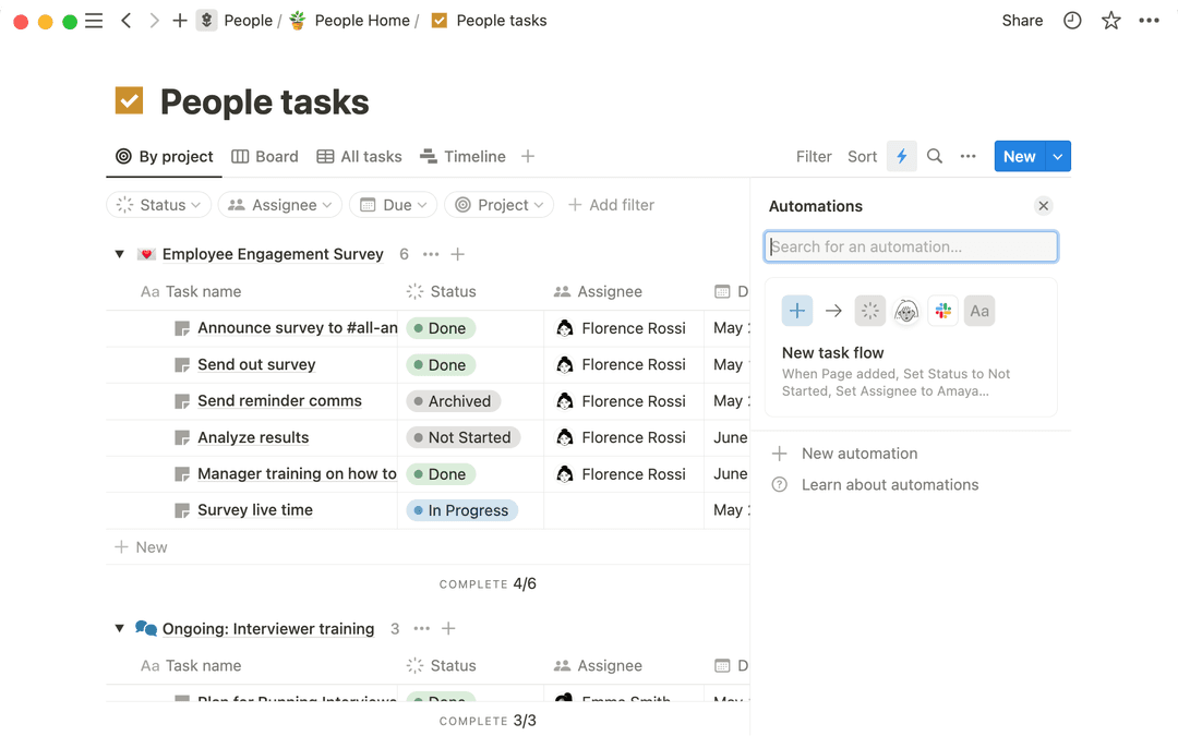 Create Streamlined Project Management Workflows Using Database Automations