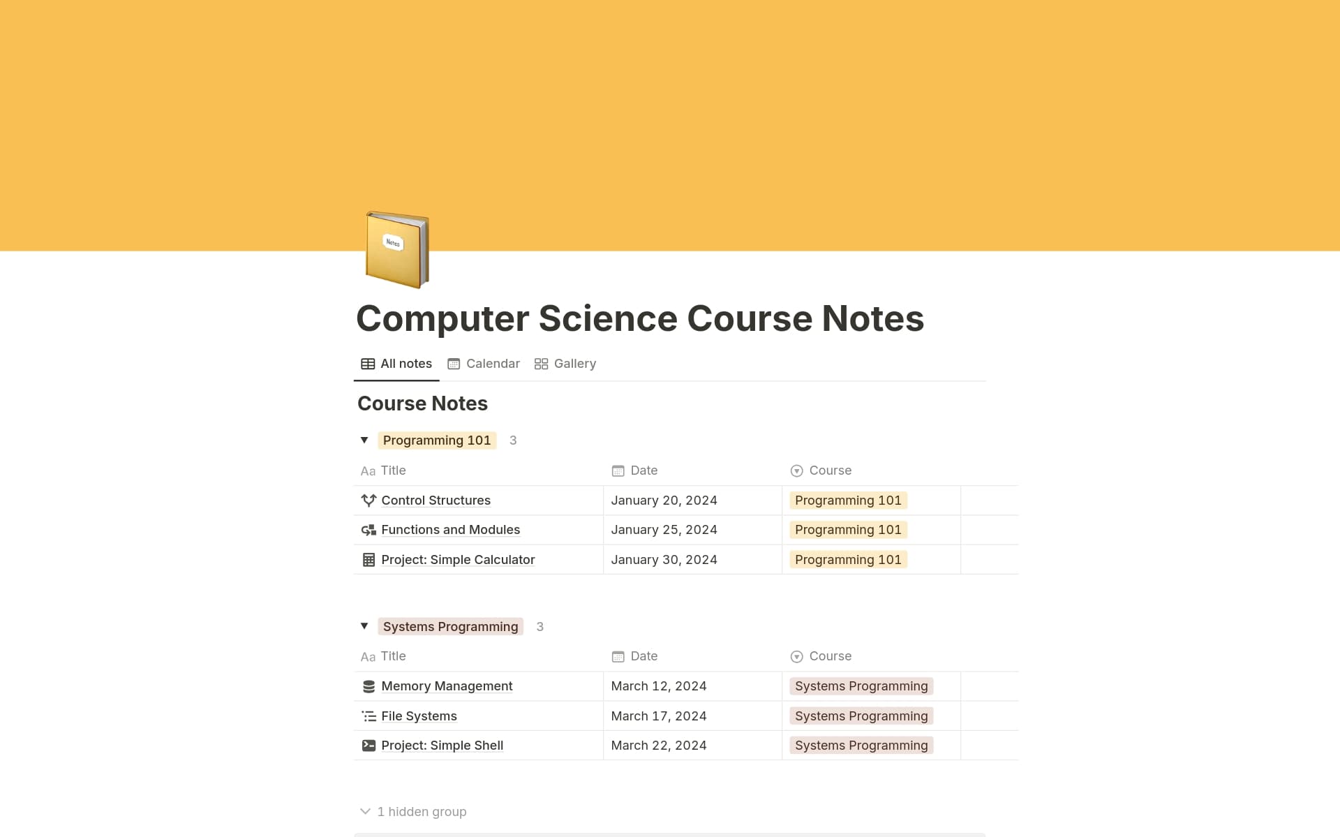 Computer Science Course Notes Template By Notion Notion Marketplace