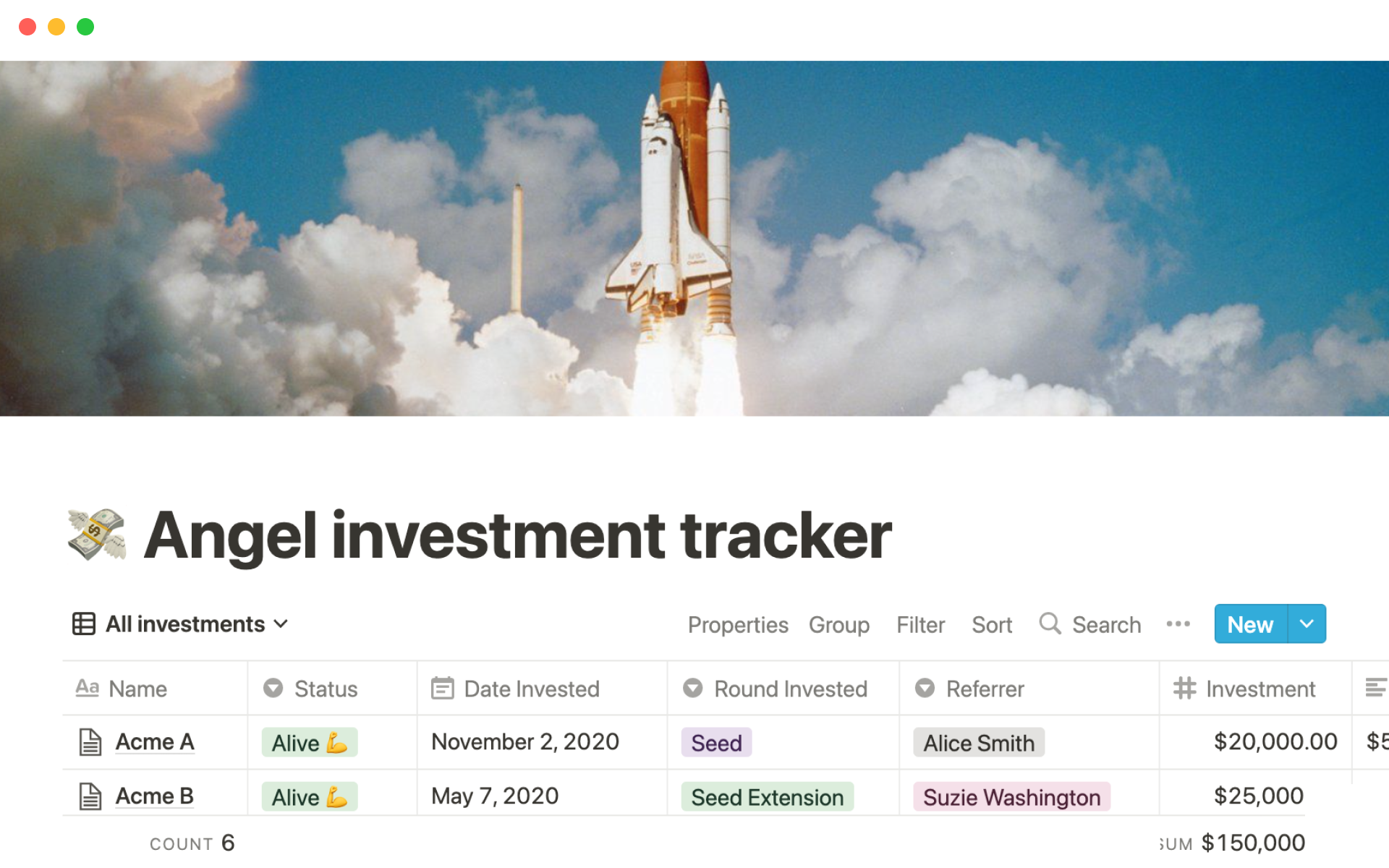 Angel Investment Tracker Template | Notion Marketplace