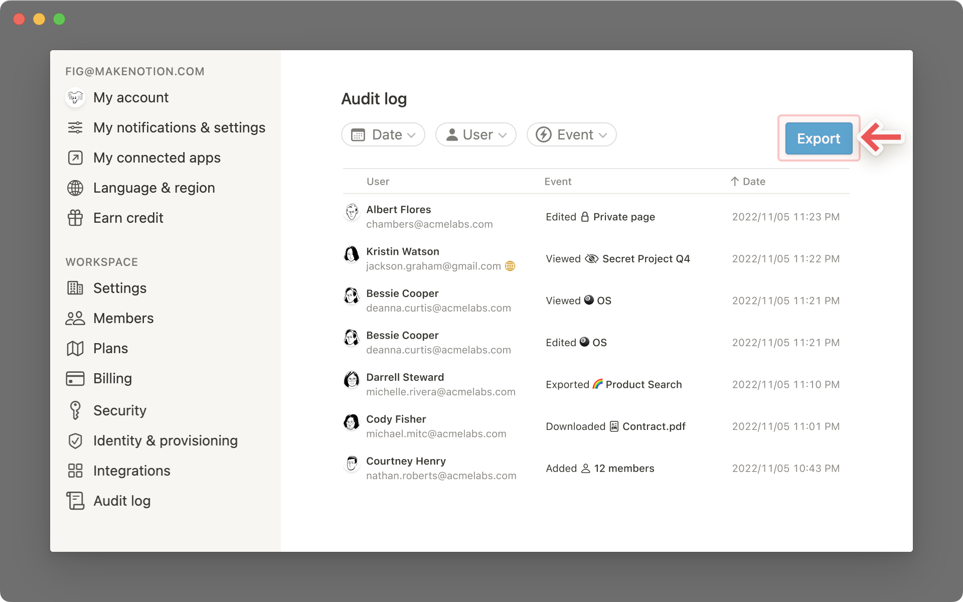 Audit log – Notion帮助中心