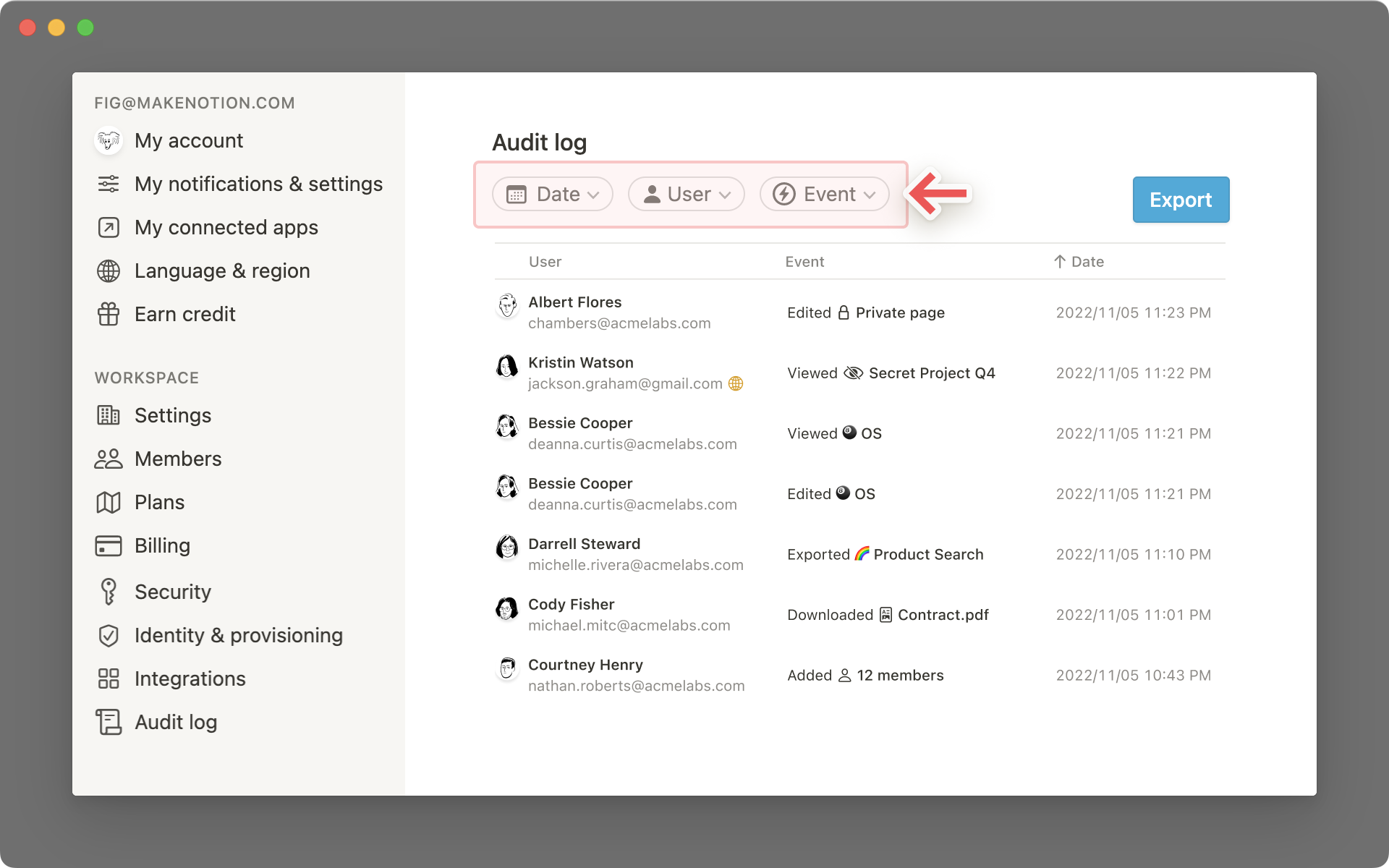 Audit log – Notion帮助中心