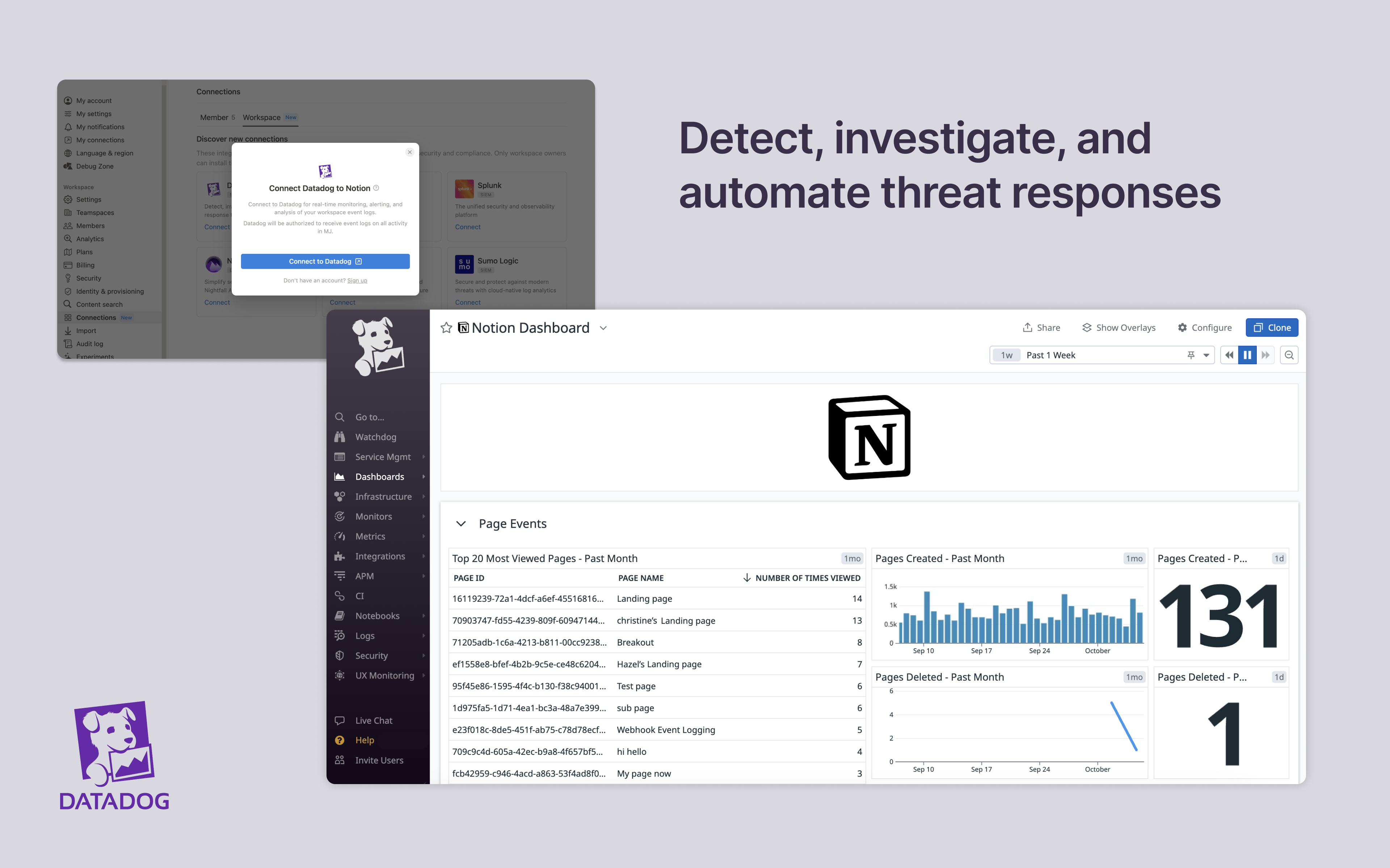 Integraciones de Datadog | Conecta tus apps con Notion