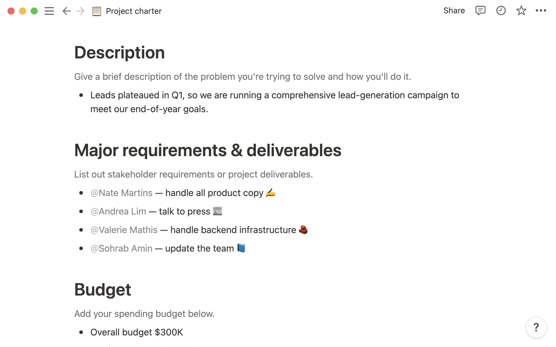 Promote Effective Team Collaboration with a Team Charter | Notion
