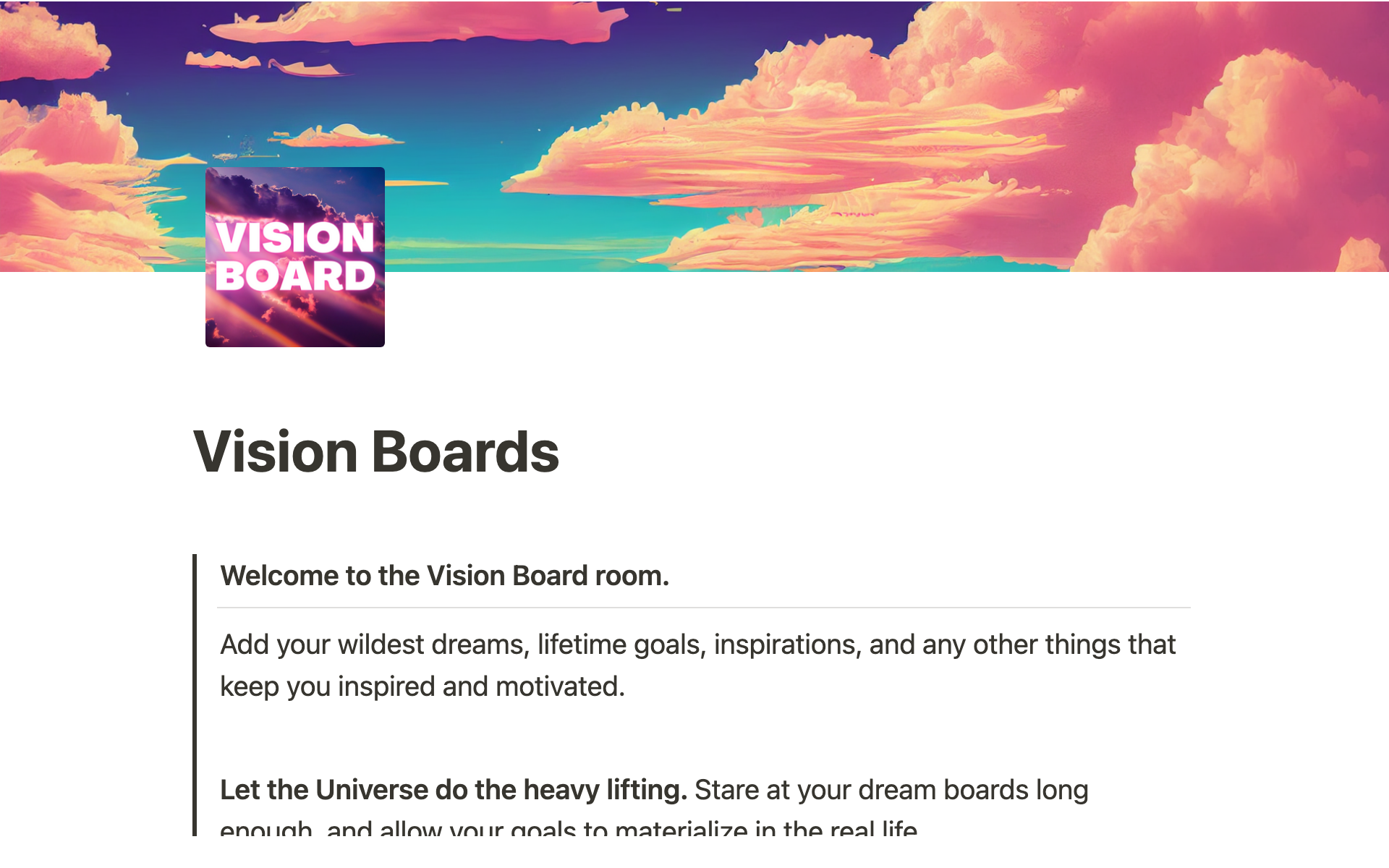 Notion's Vision Board: Your Digital Idea Space