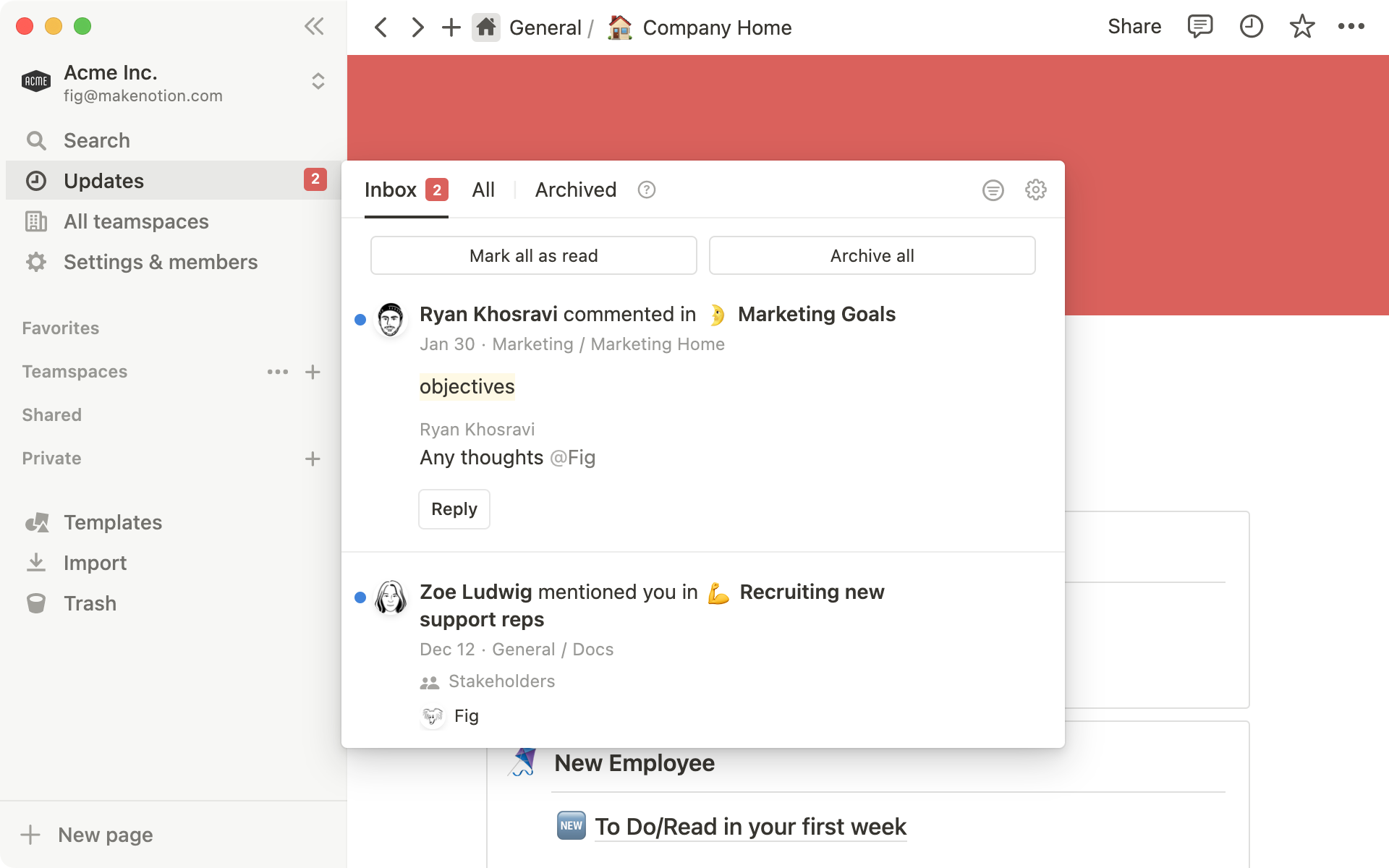Benachrichtigungseinstellungen – Notion Hilfe-Center