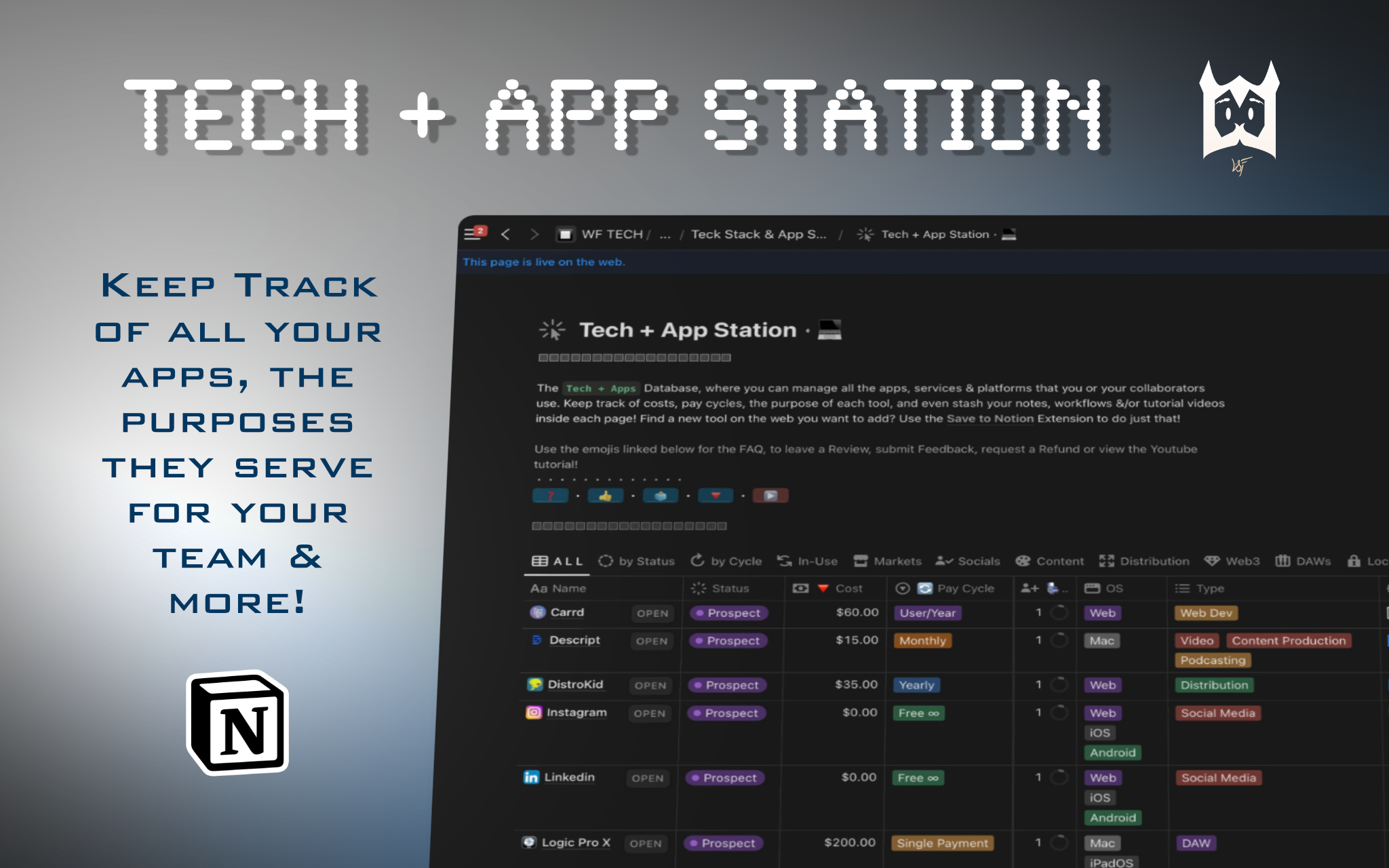 Tech + App Station 💻 Template | Notion Marketplace