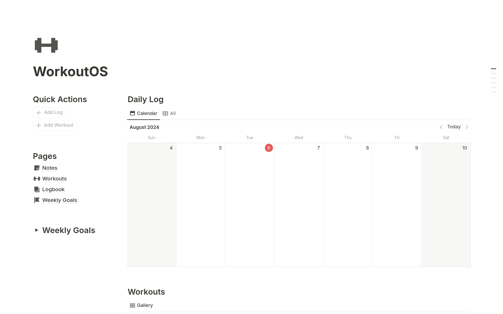 Workout Log Template by DanielaV | Notion Marketplace