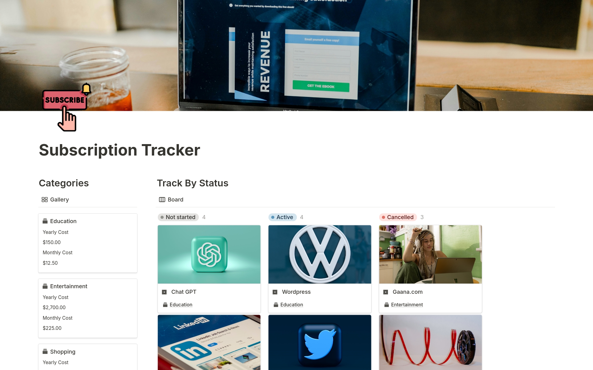 Subscription Tracker Template by TopSystems.io | Notion Marketplace