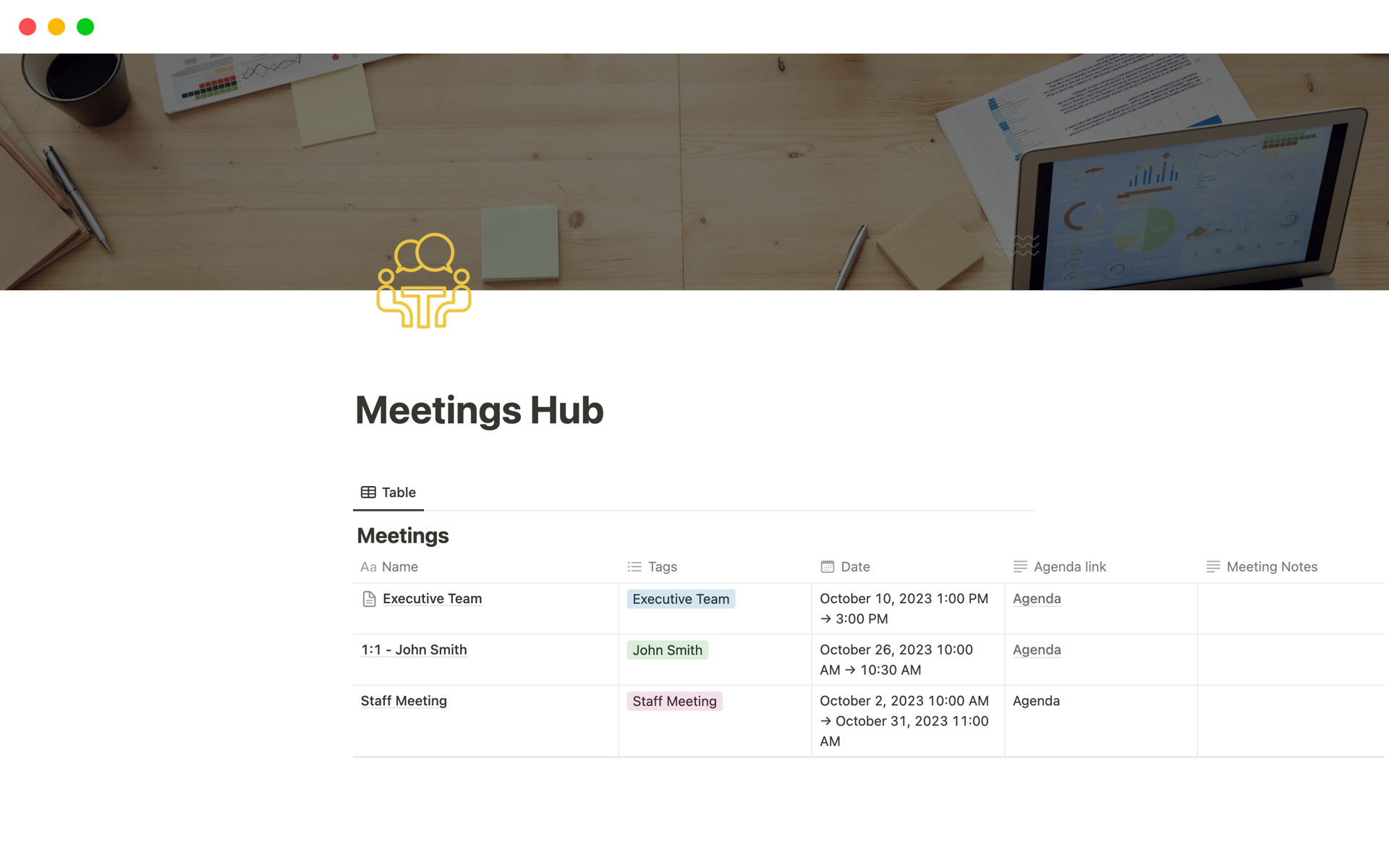 The Executive Meeting Manager Hub Template by The Notion Executive | Notion Marketplace