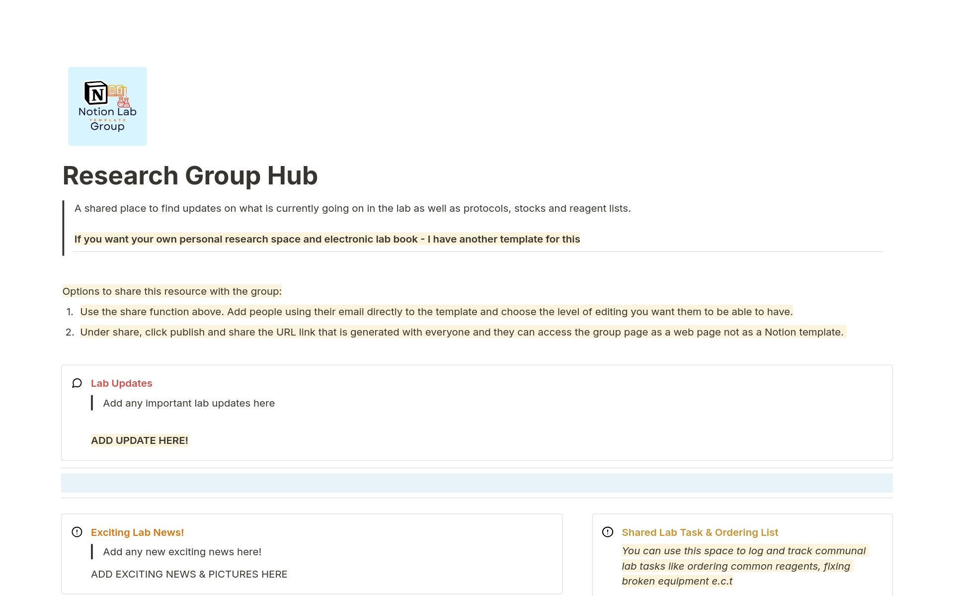 Research Group Hub: A collaborative workspace Template by Amber Knapp ...