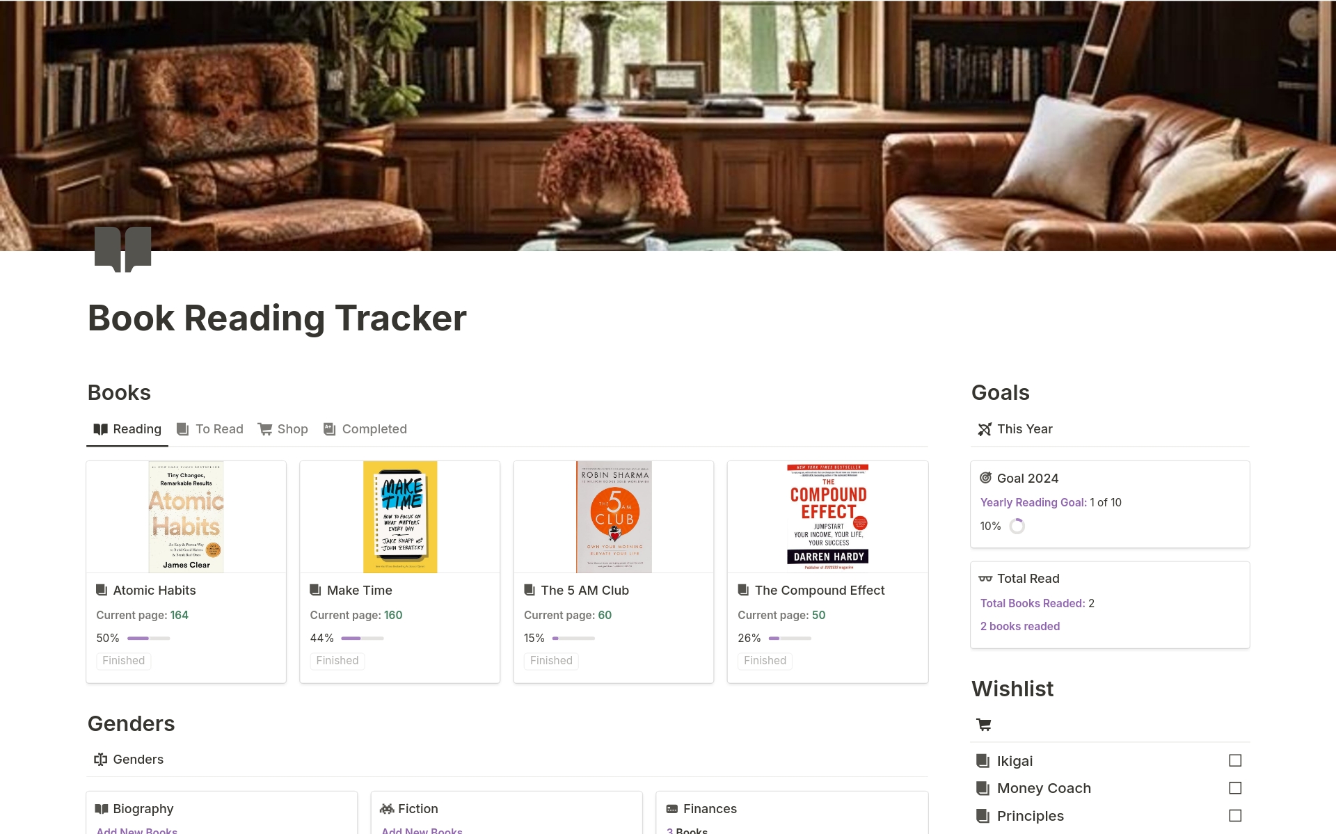 Book Reading Tracker Template | Notion Marketplace