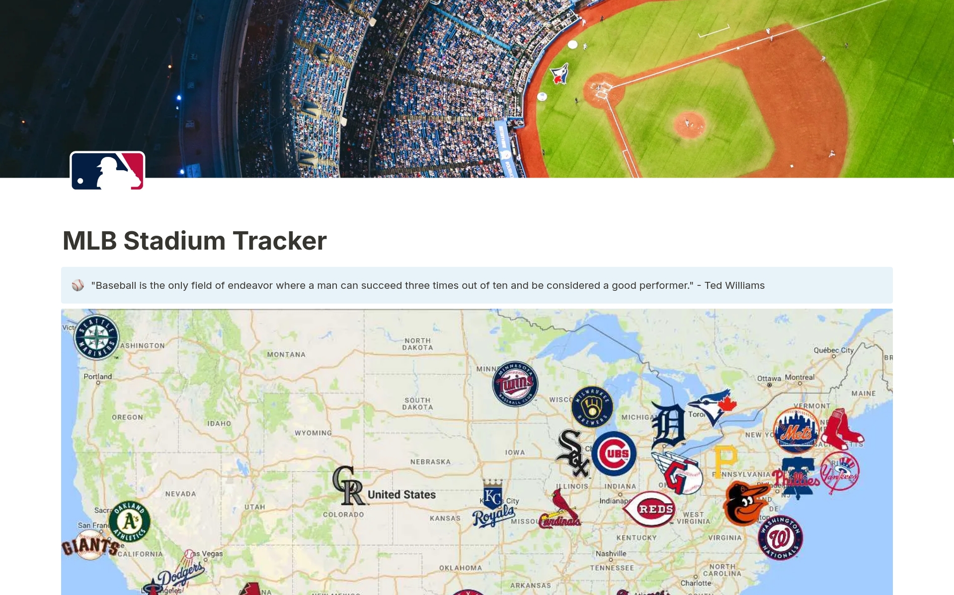 MLB Stadium Tracker Template by Nick Agee | Notion Marketplace
