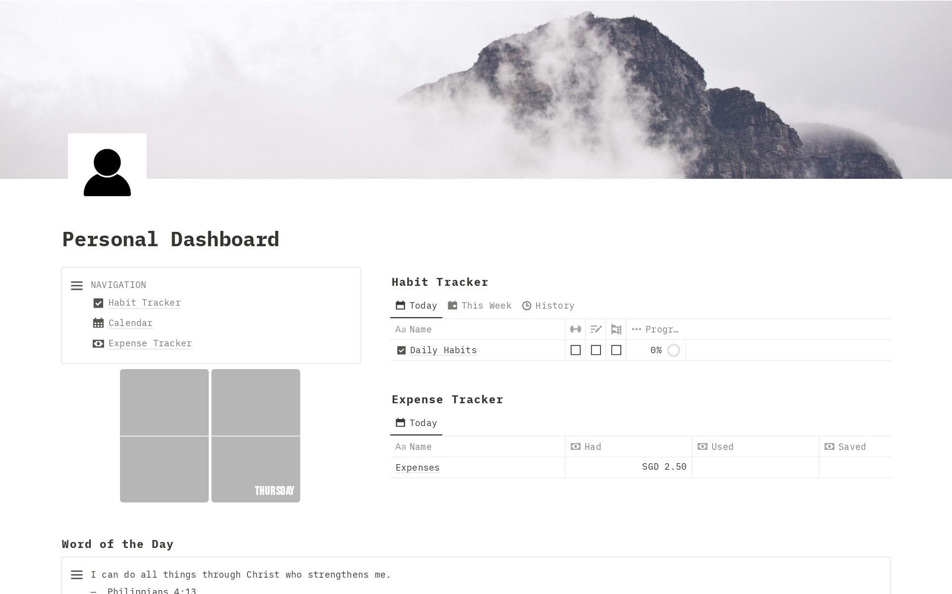 Ultimate Personal Dashboard Template Template by Morgan | Notion ...