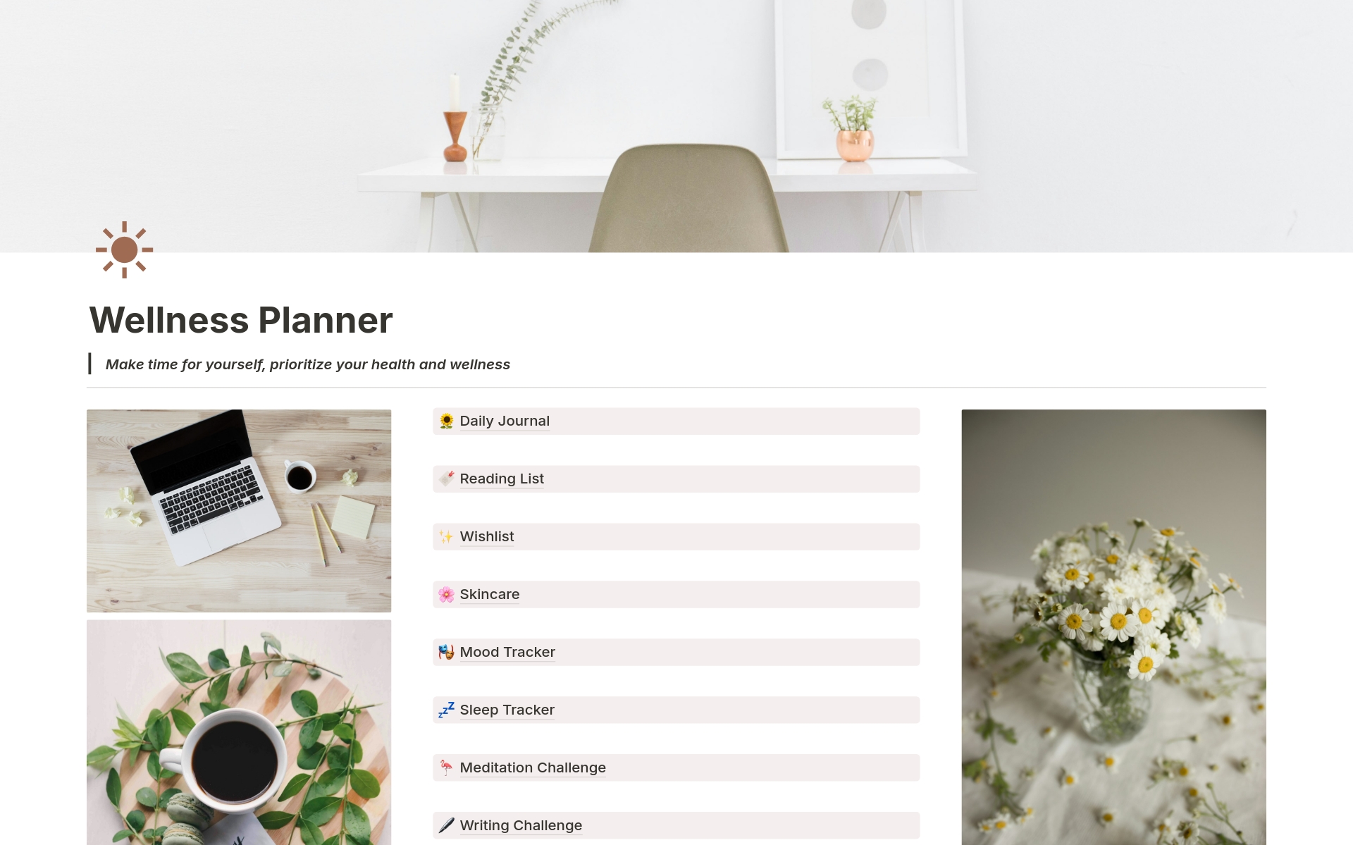 Wellness Dashboard Template by Bella Rose | Notion Marketplace