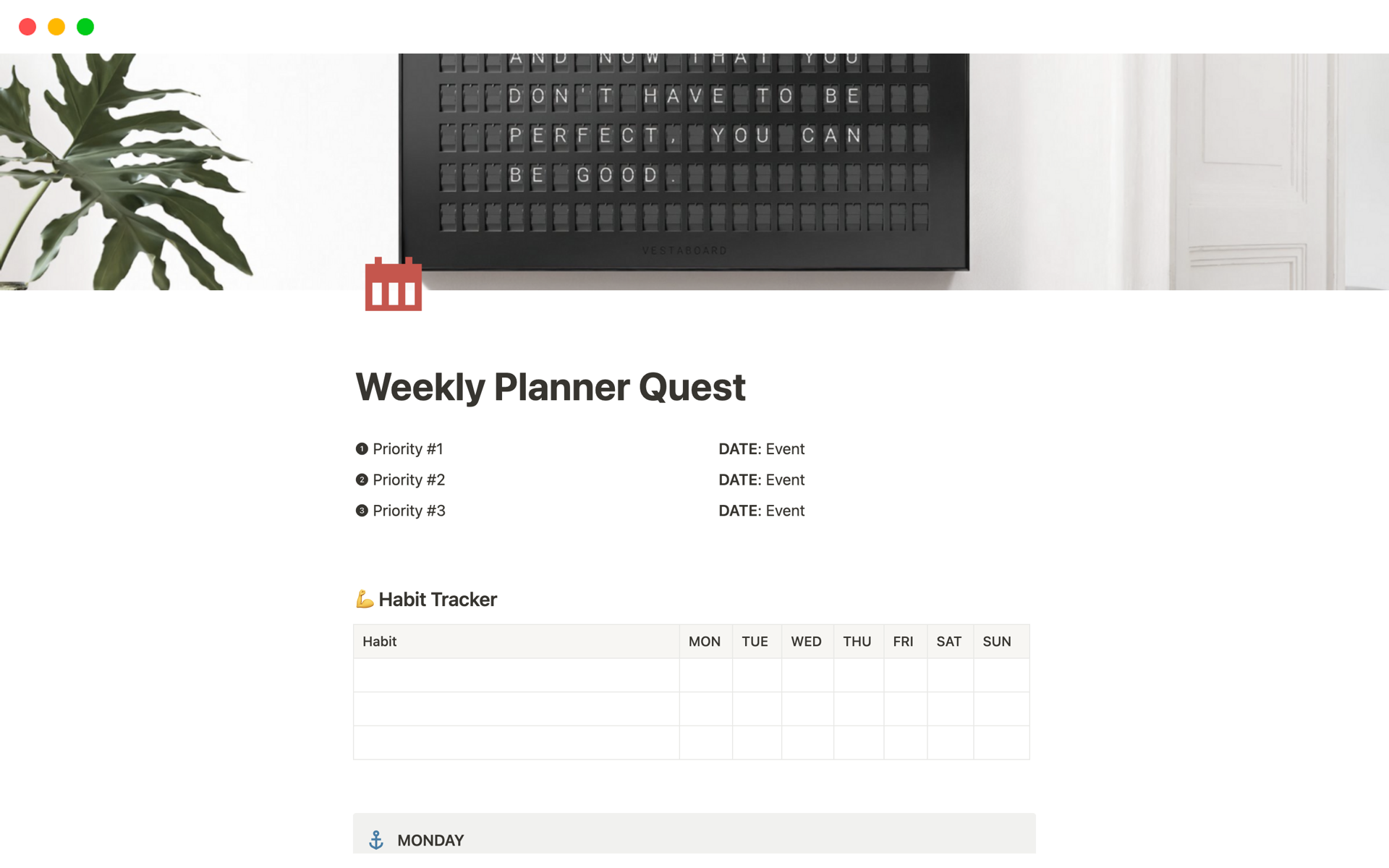 Weekly Planner Quest Template | Notion Marketplace