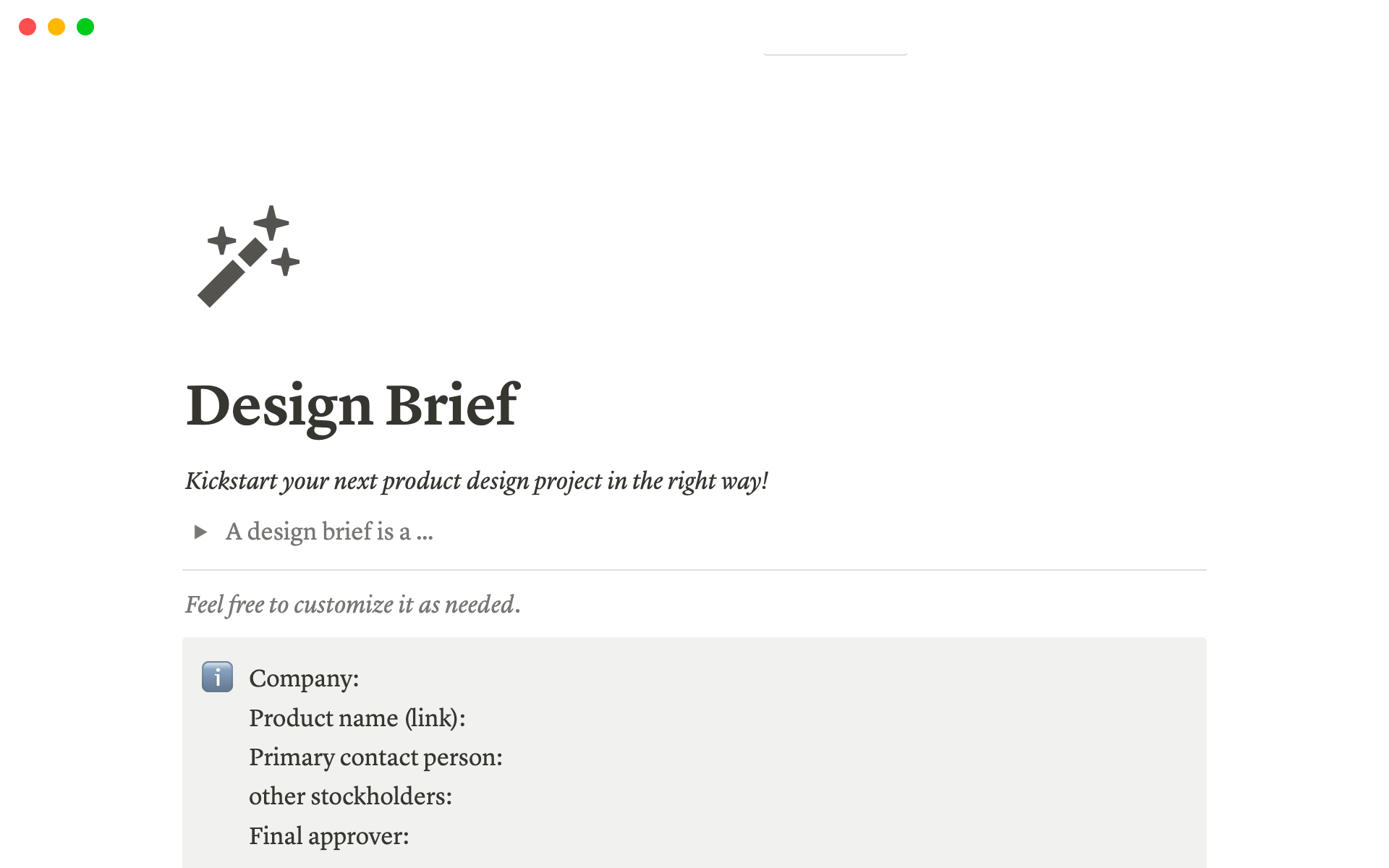 Top Design Brief Templates for Product Designers | Notion Template ...