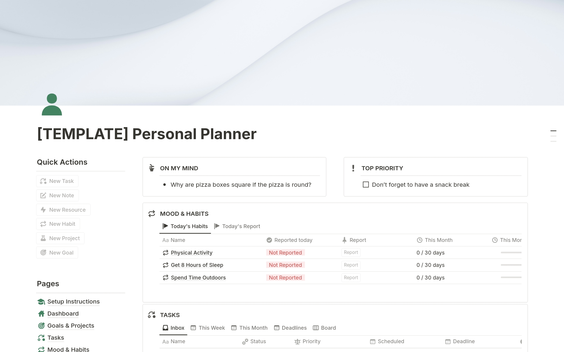 Personal Planner Template by Productivity Prime | Notion Marketplace
