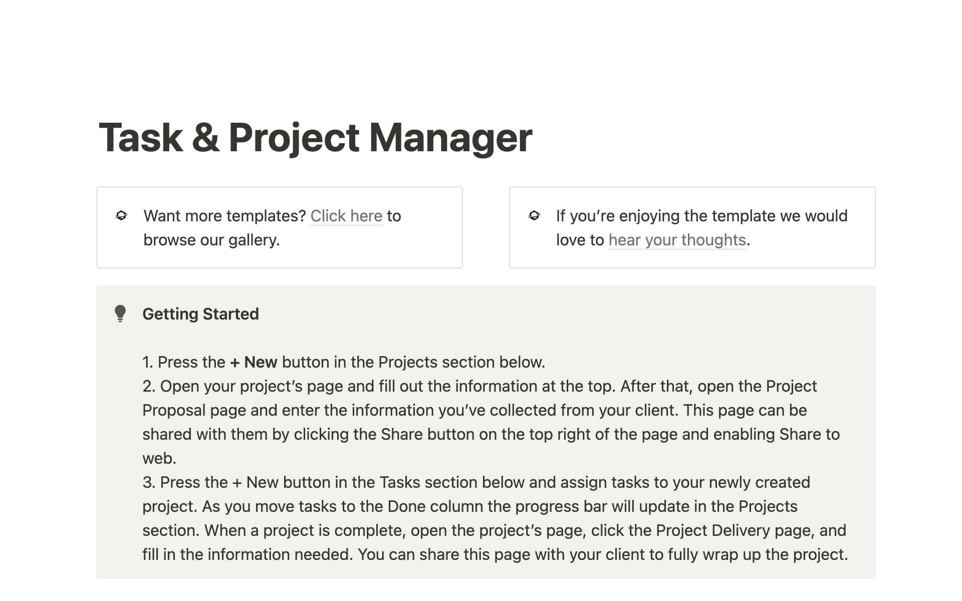 Projects manager Template by Florencia Petrelli | Notion Marketplace