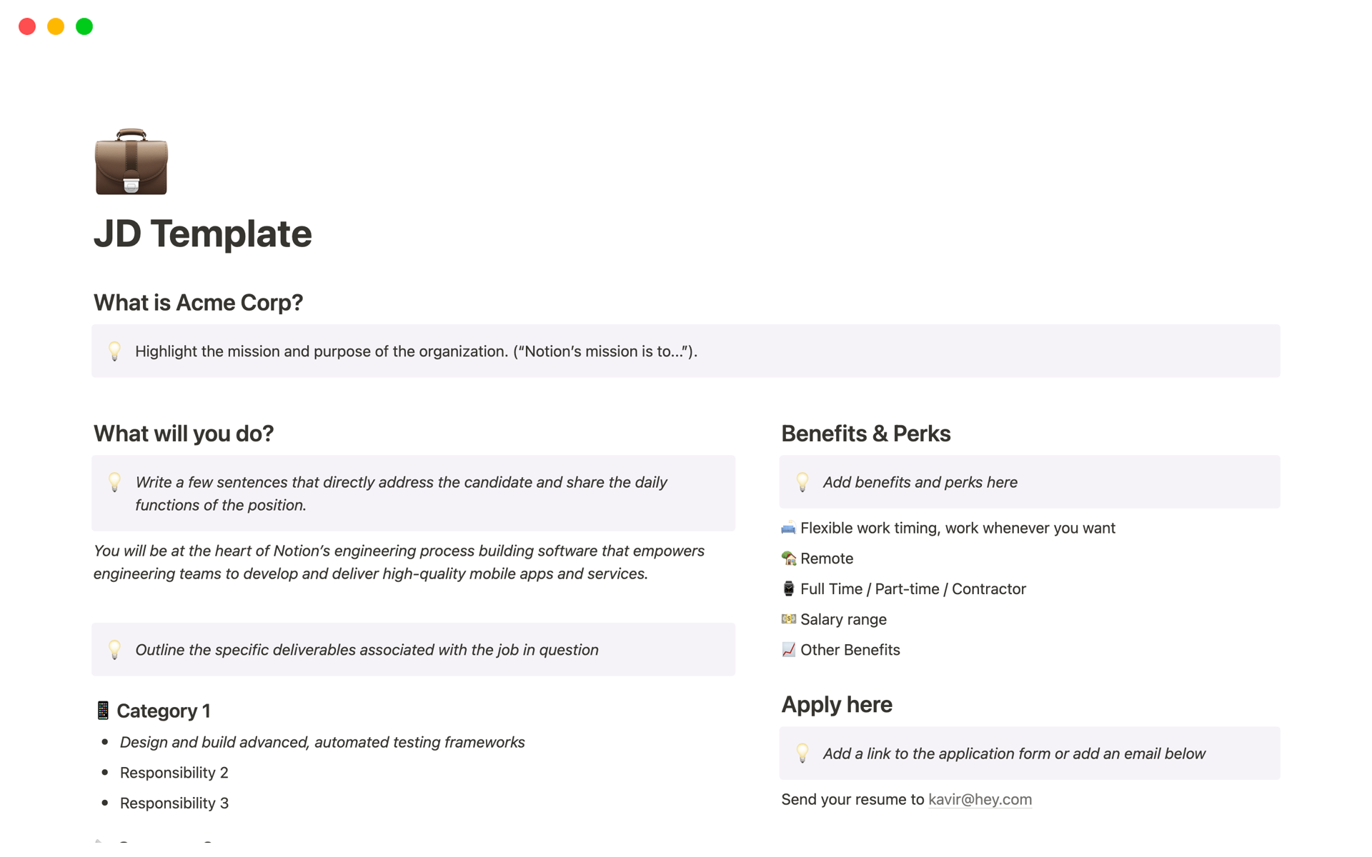 Job Description (JD) Template | Notion Marketplace