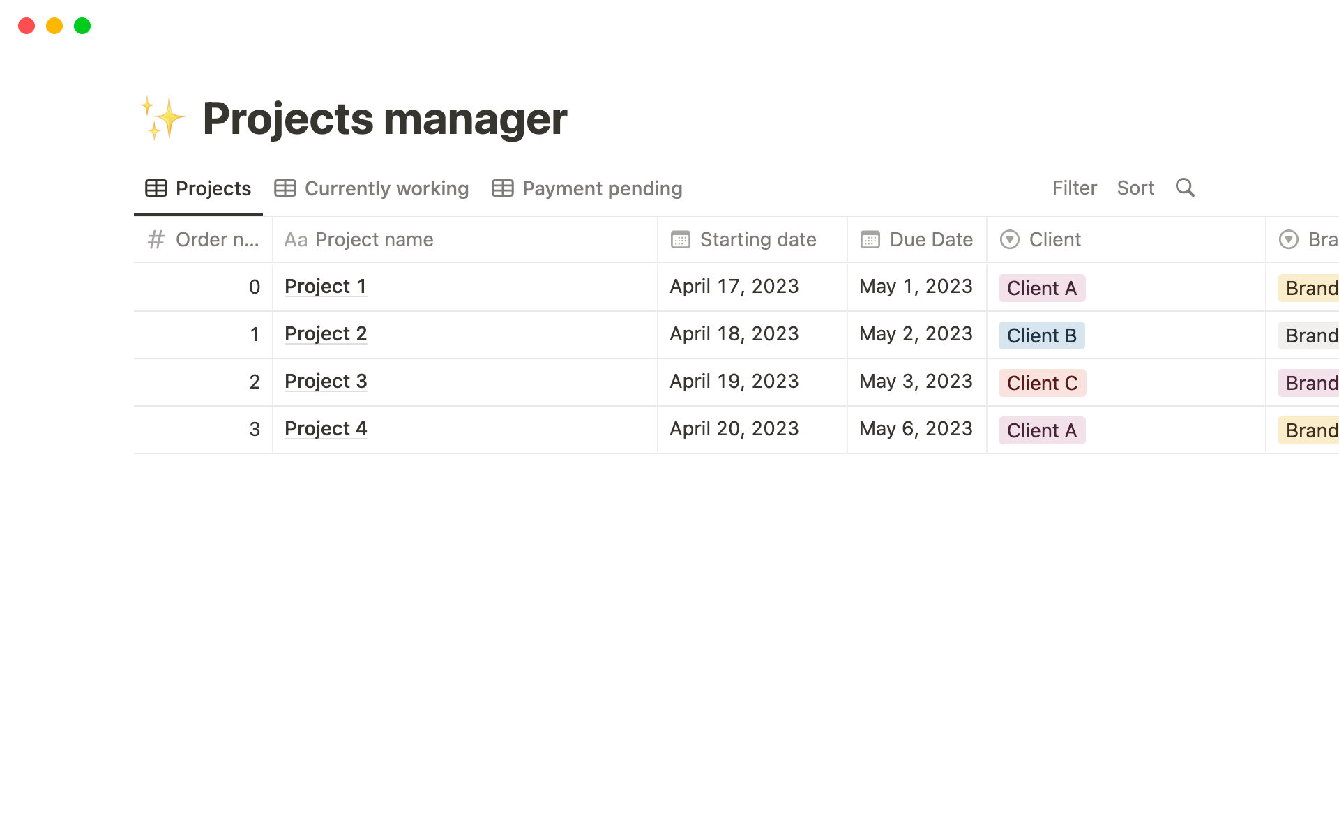 Projects manager Template by Florencia Petrelli | Notion Marketplace