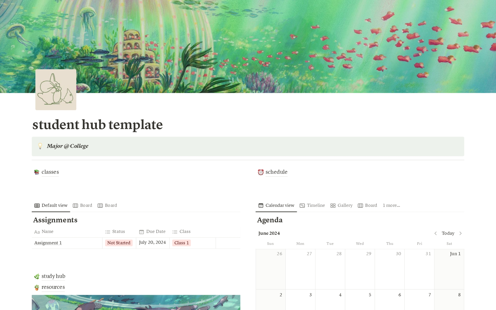 Student Hub Template by mariana | Notion Marketplace