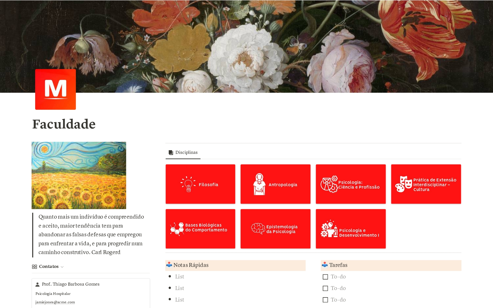 Faculdade - Plano de Estudo Modelo por Thif | Marketplace do Notion