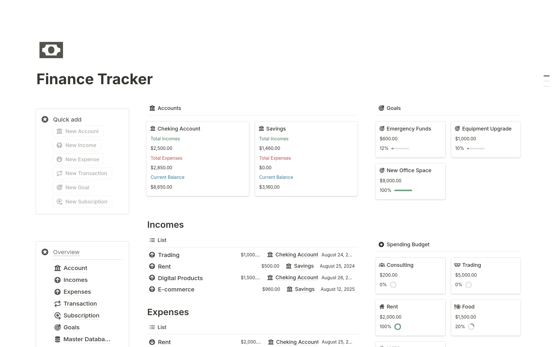 Finance Tracker Template by LifeOptimization | Notion Marketplace