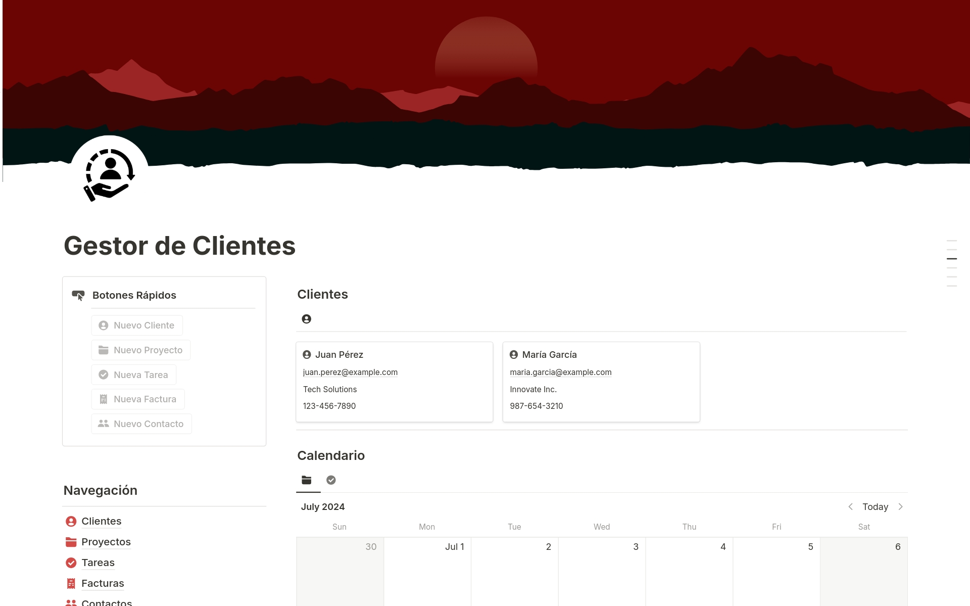 Plantilla Gestor de Clientes de Eon | Notion Marketplace
