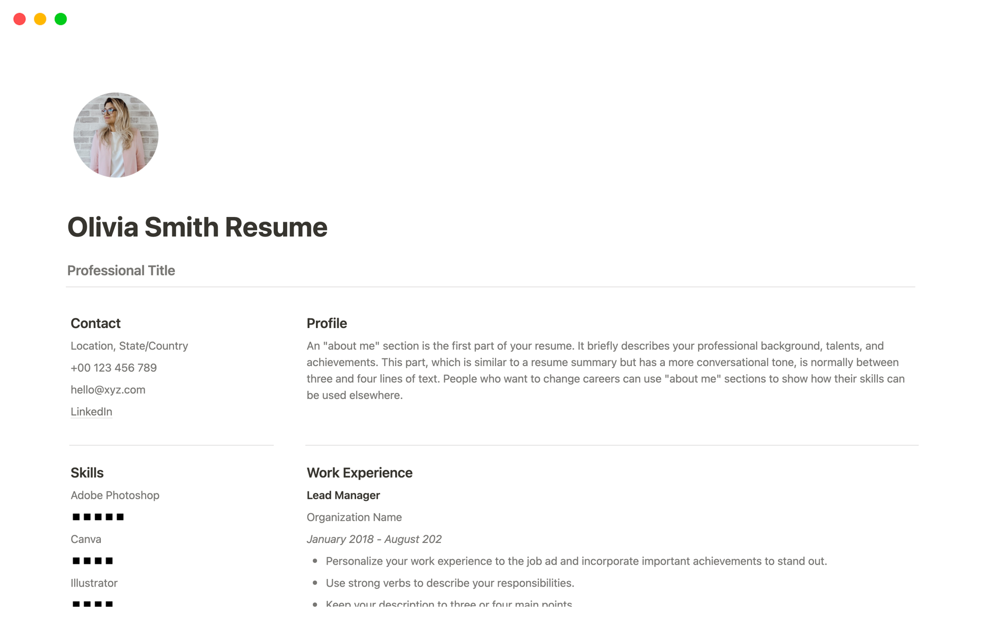 Digital Resume/CV Template by Jaime Houssami | Notion Marketplace