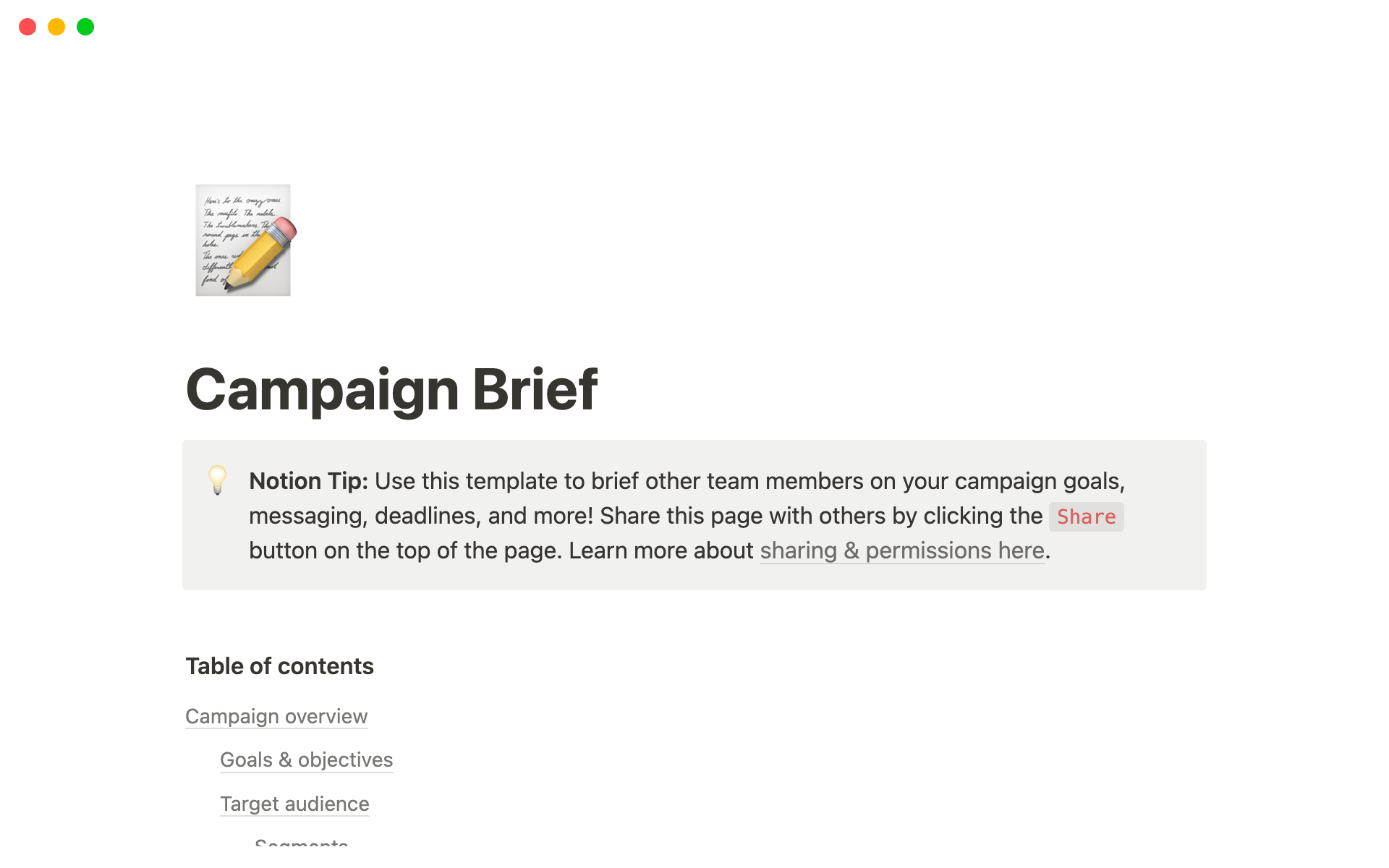Best Campaign Brief Templates for Digital Marketing Managers | Notion ...