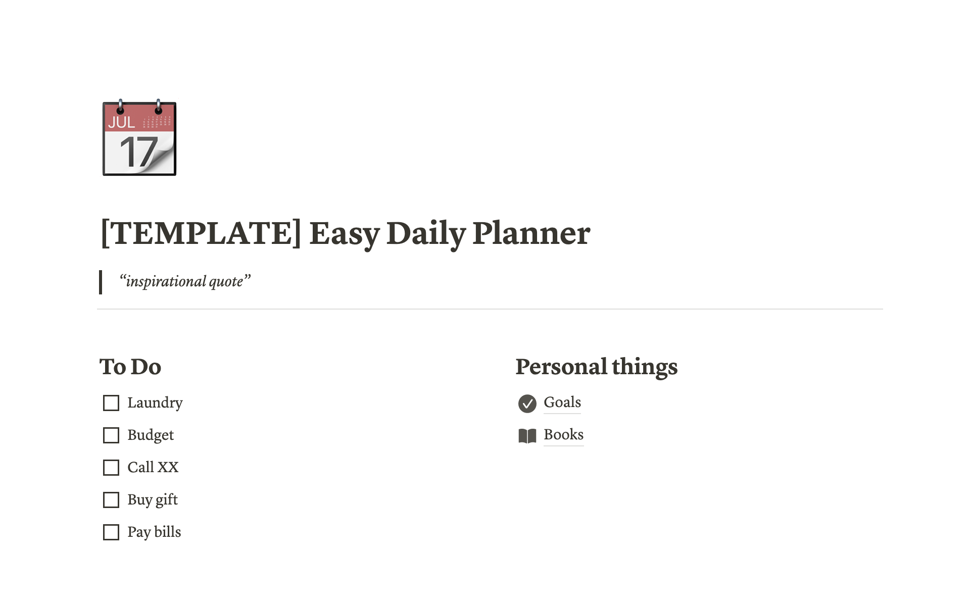 Simple To-Do Page Template by Mindful Pills | Notion Marketplace