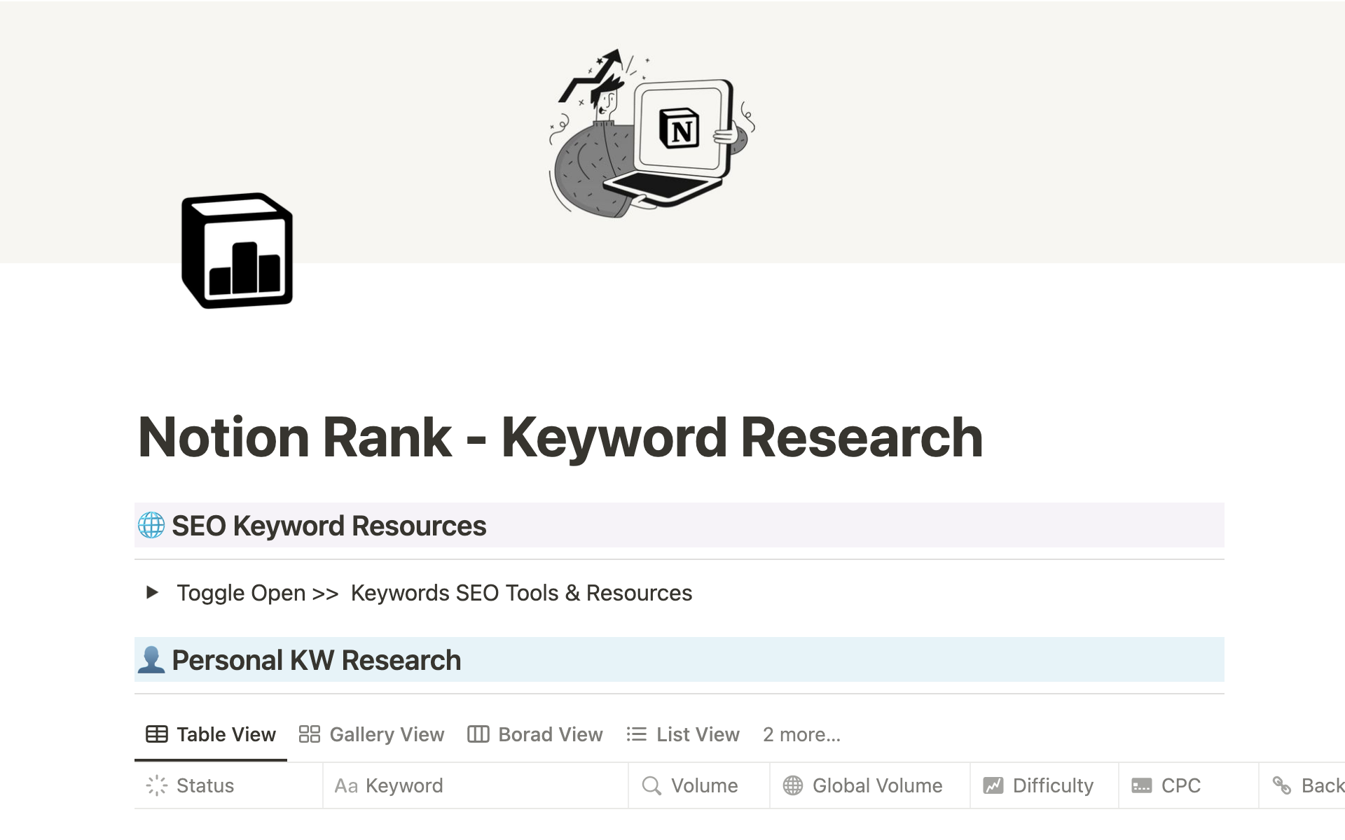 Keyword Research Database Template | Notion Marketplace