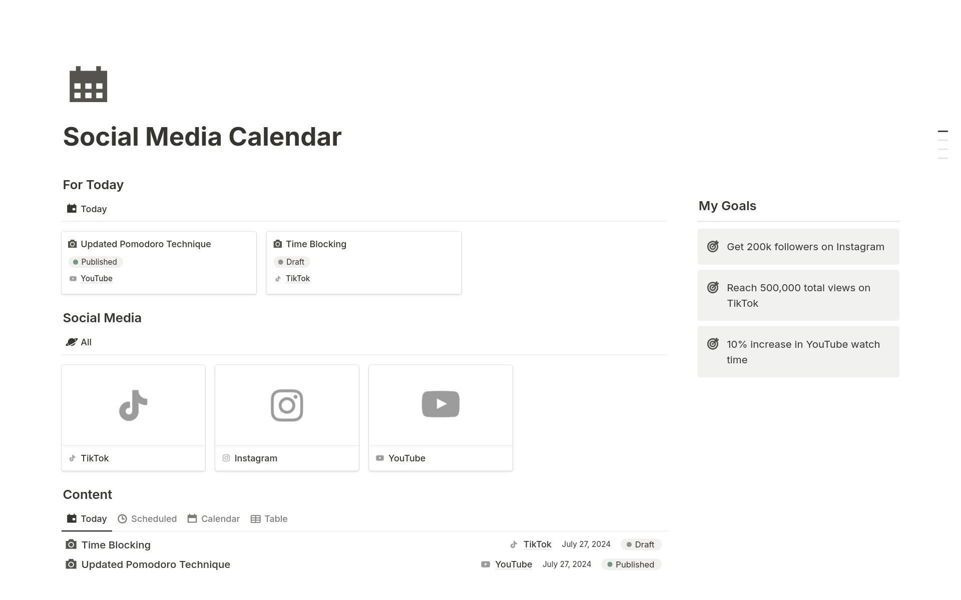 All In One Social Media Content Planner Template by Creative Koala | Notion Marketplace