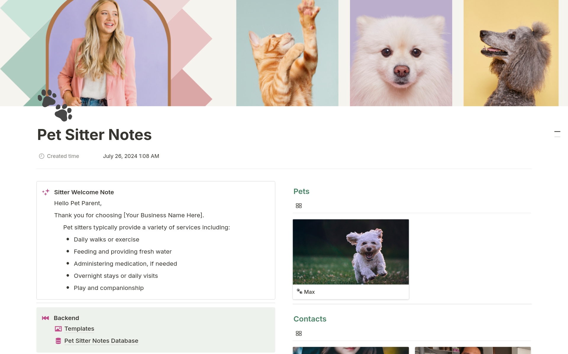 Plantillas gratuitas de Mascotas de Notion | Notion Marketplace