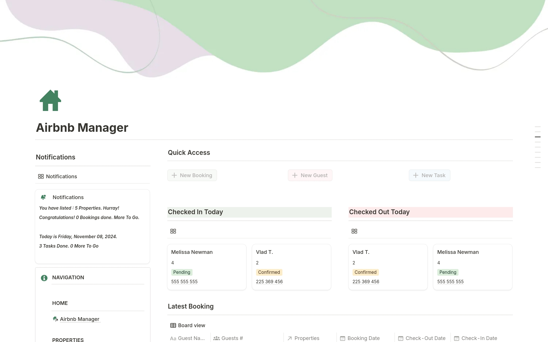 Basic Airbnb Management System Template | Notion Marketplace