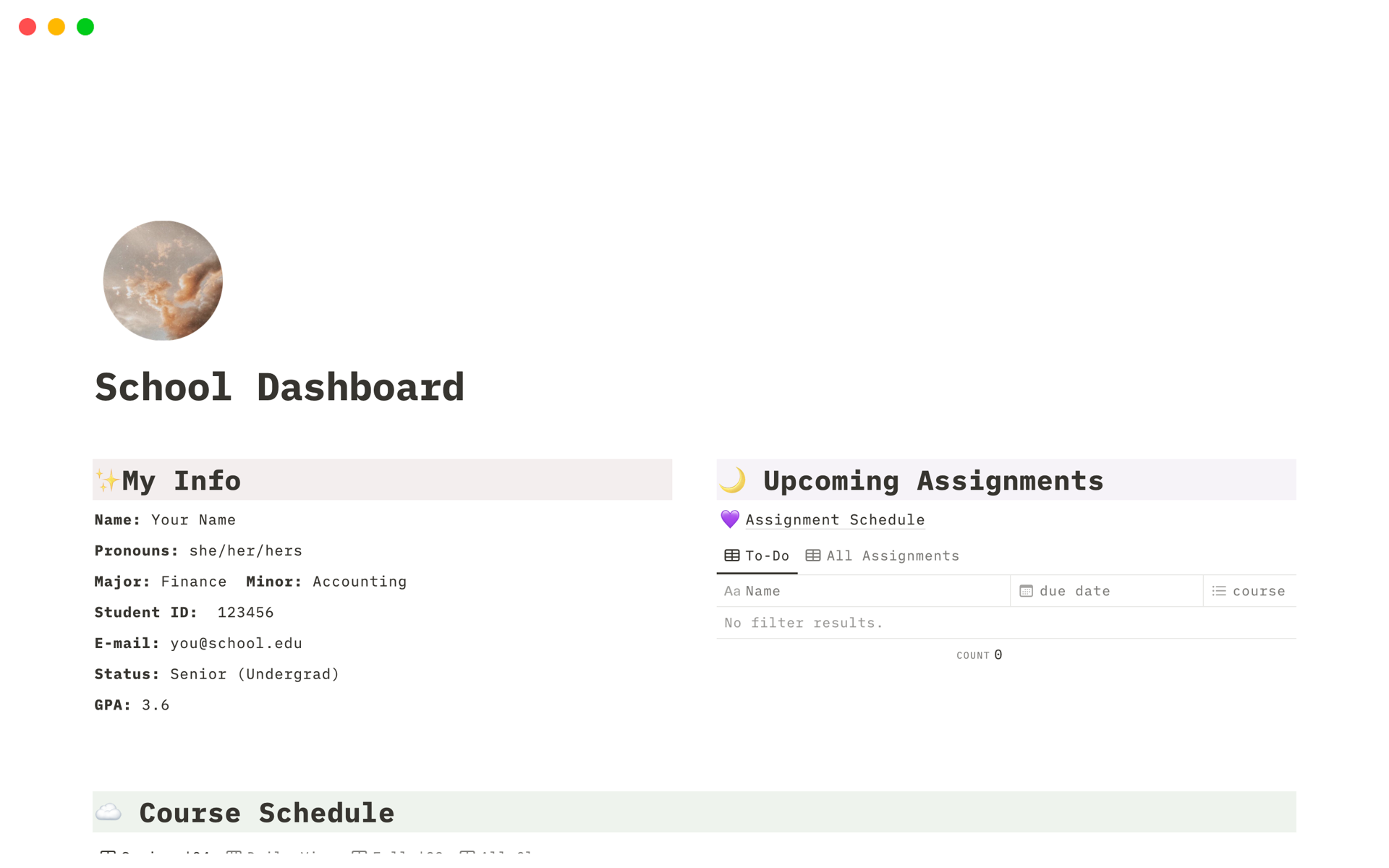 School Dashboard Template by B | Notion Marketplace