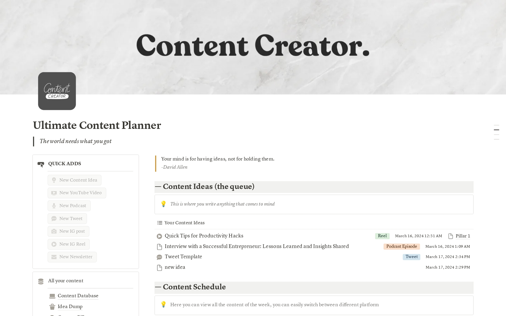 Content Planner Template by Productivity Prime | Notion Marketplace
