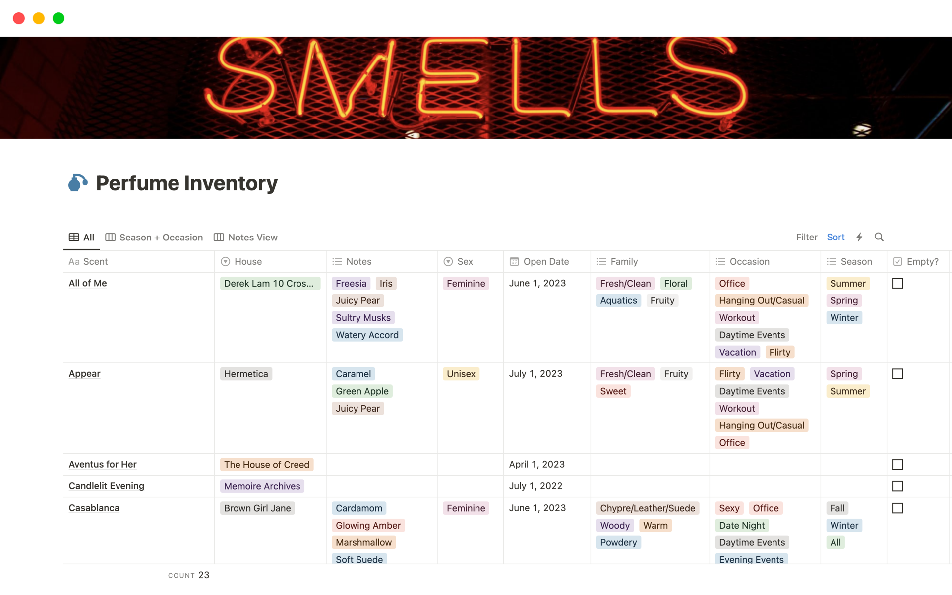 Perfume Collections Template | Notion Marketplace