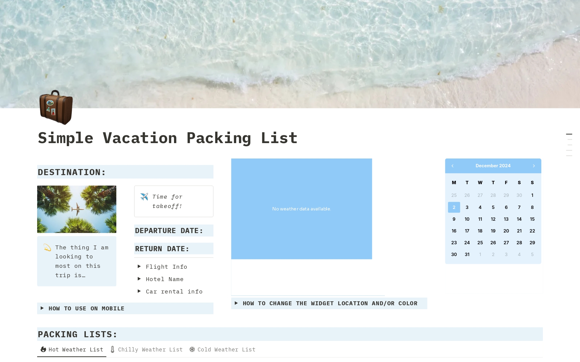 Travel / Vacation Packing Lists Template by Braelyn | Systems For ADHD ...