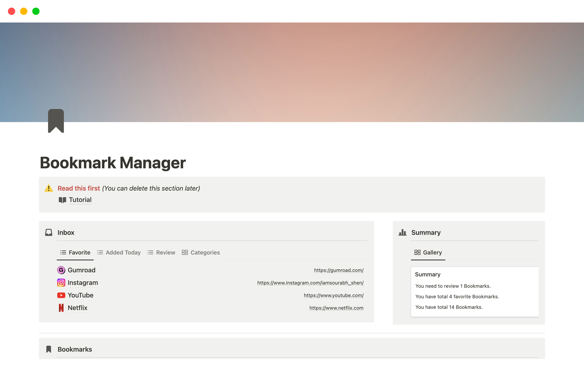 Bookmarks Manager Template by Symfonite | Notion Marketplace