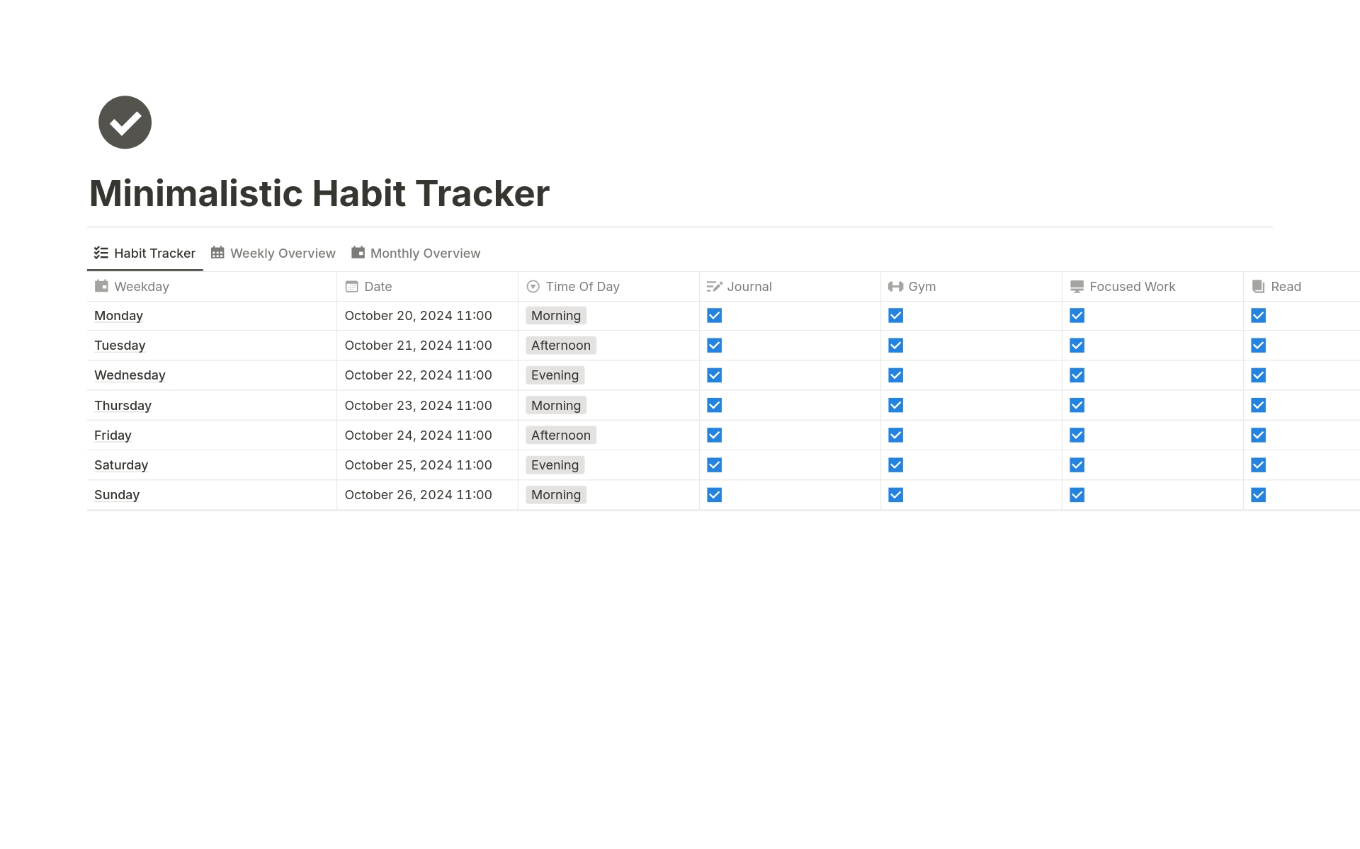 Simple Habit Tracker Template | Notion Marketplace