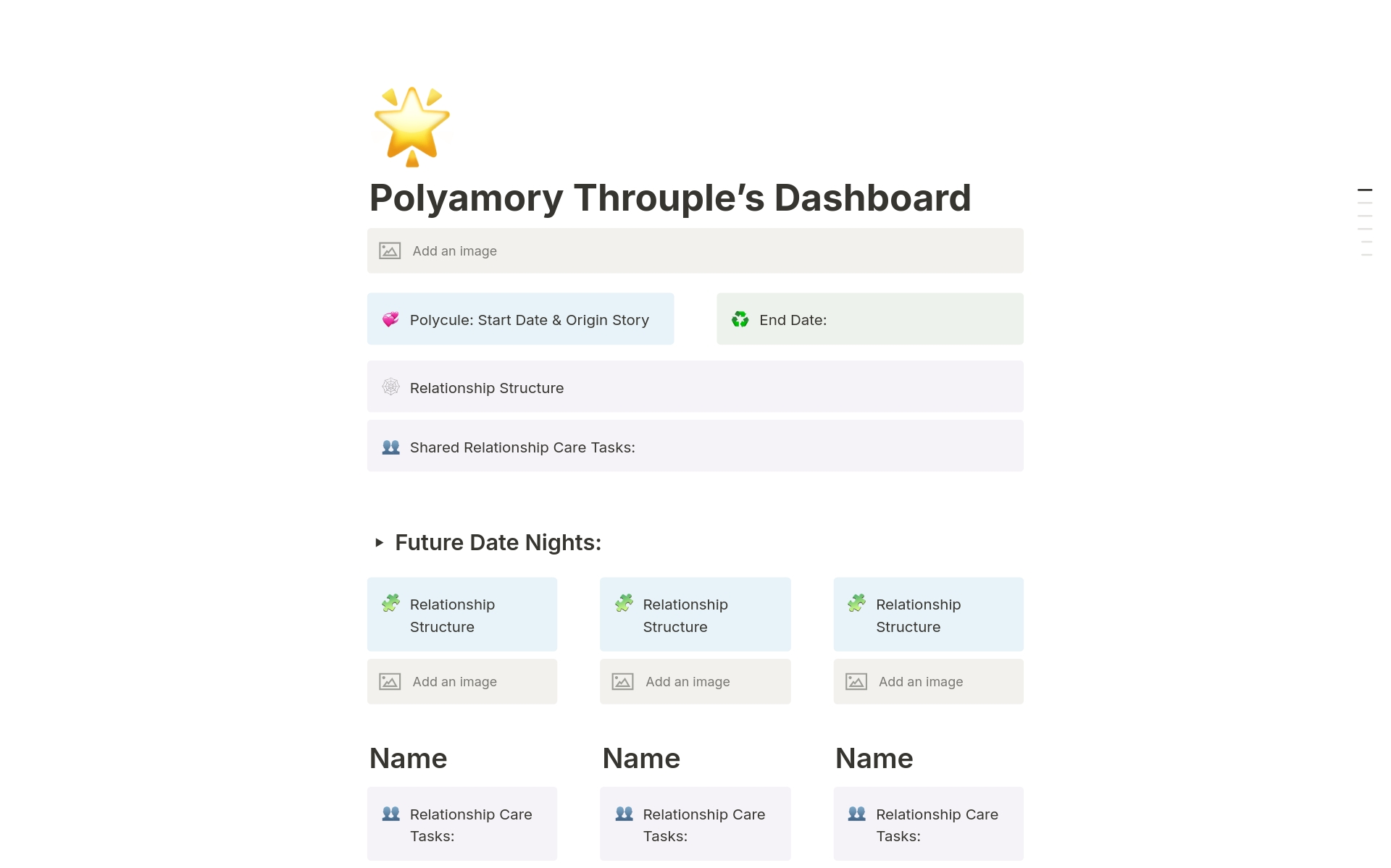 Polyamory For 3: Throuples Relationship Dashboard Template | Notion ...