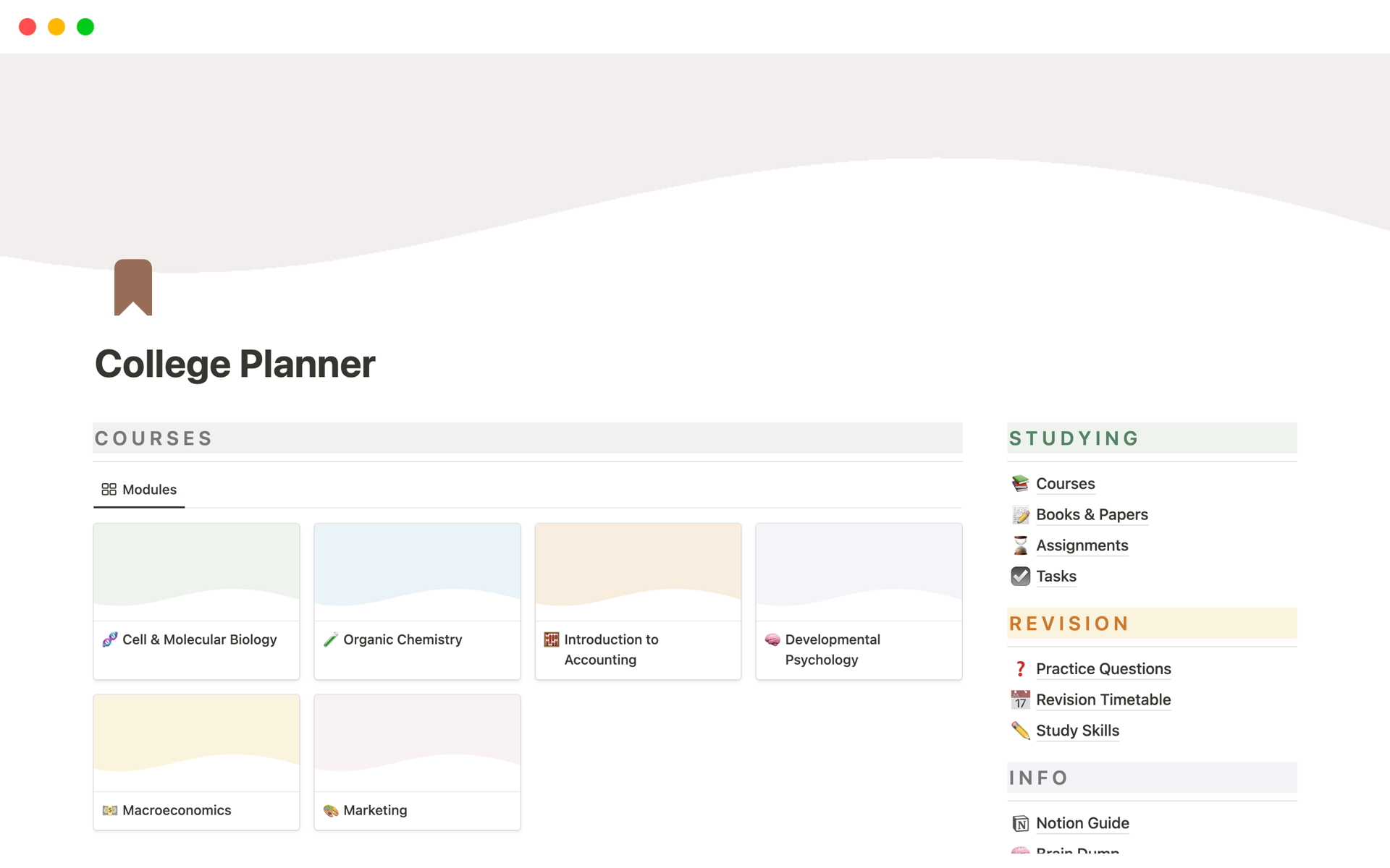 College Planner & Dashboard Template by Naomi | Notada | Notion Marketplace