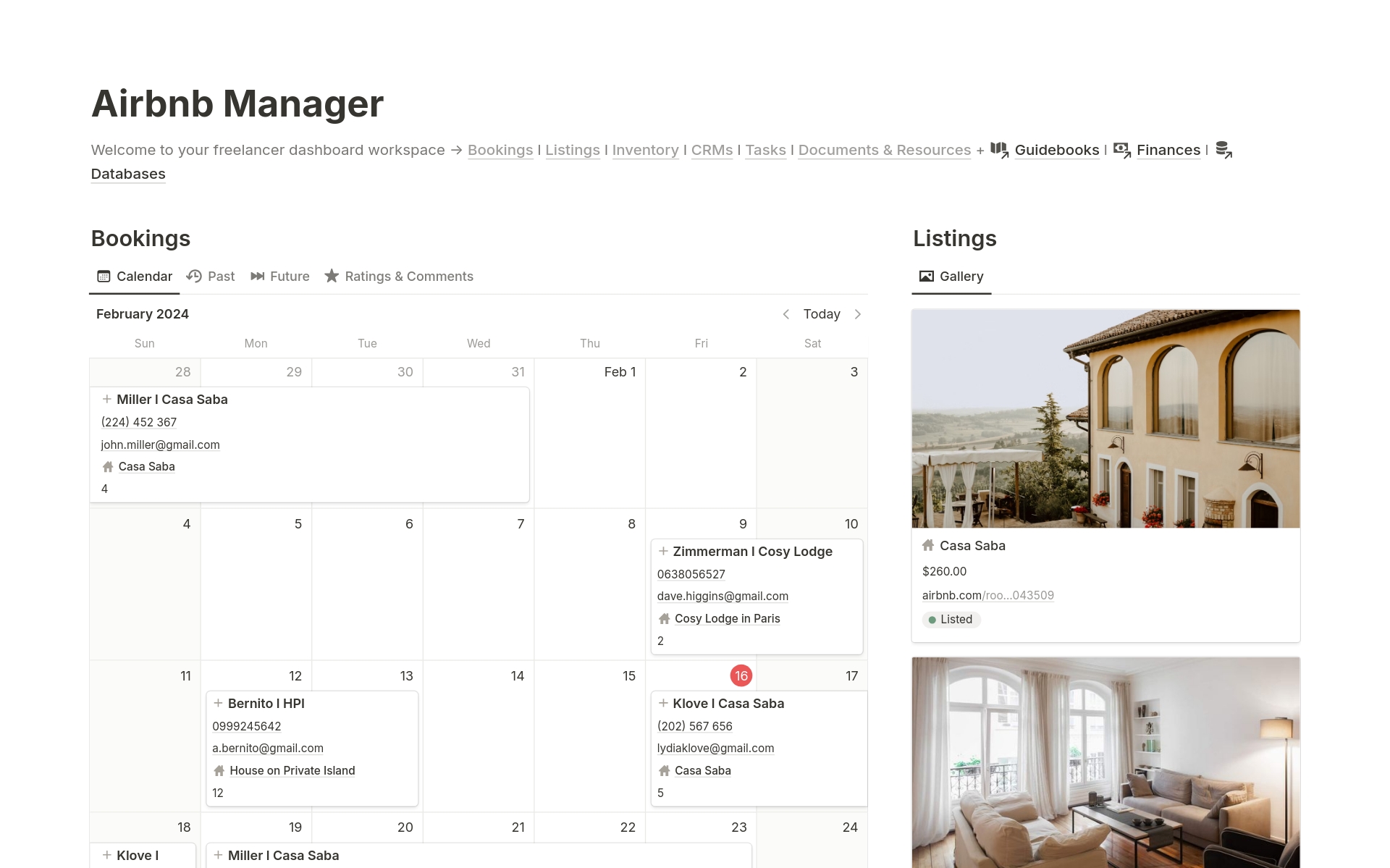 Basic Airbnb Management System Template | Notion Marketplace