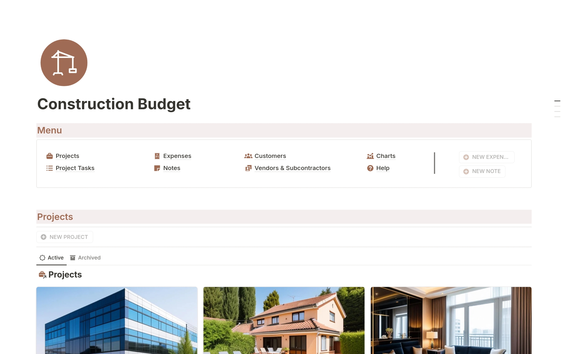 Home Construction Cost Tracker Template | Notion Marketplace