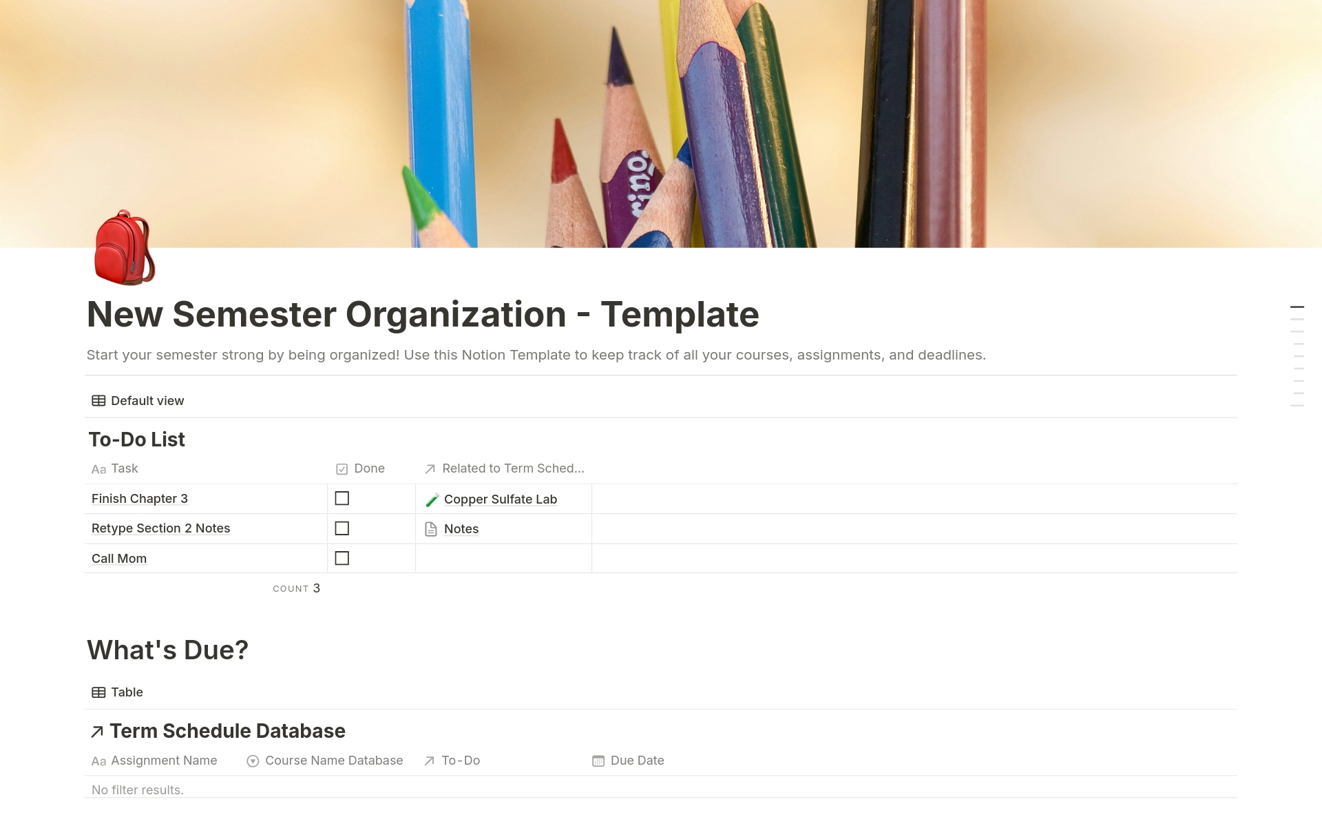 University Semester Dashboard Template | Notion Marketplace