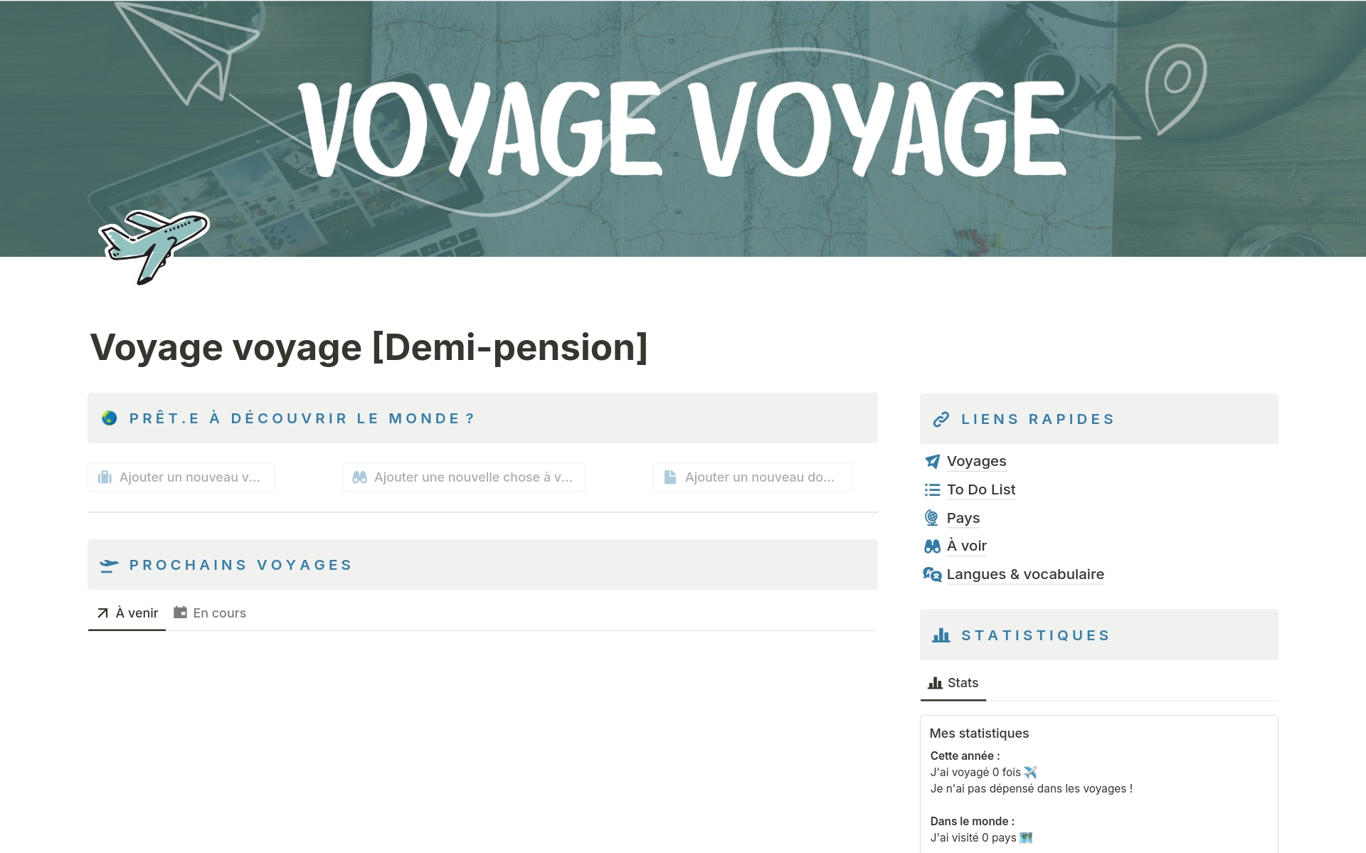 Modèle Voyage voyage | Marketplace Notion
